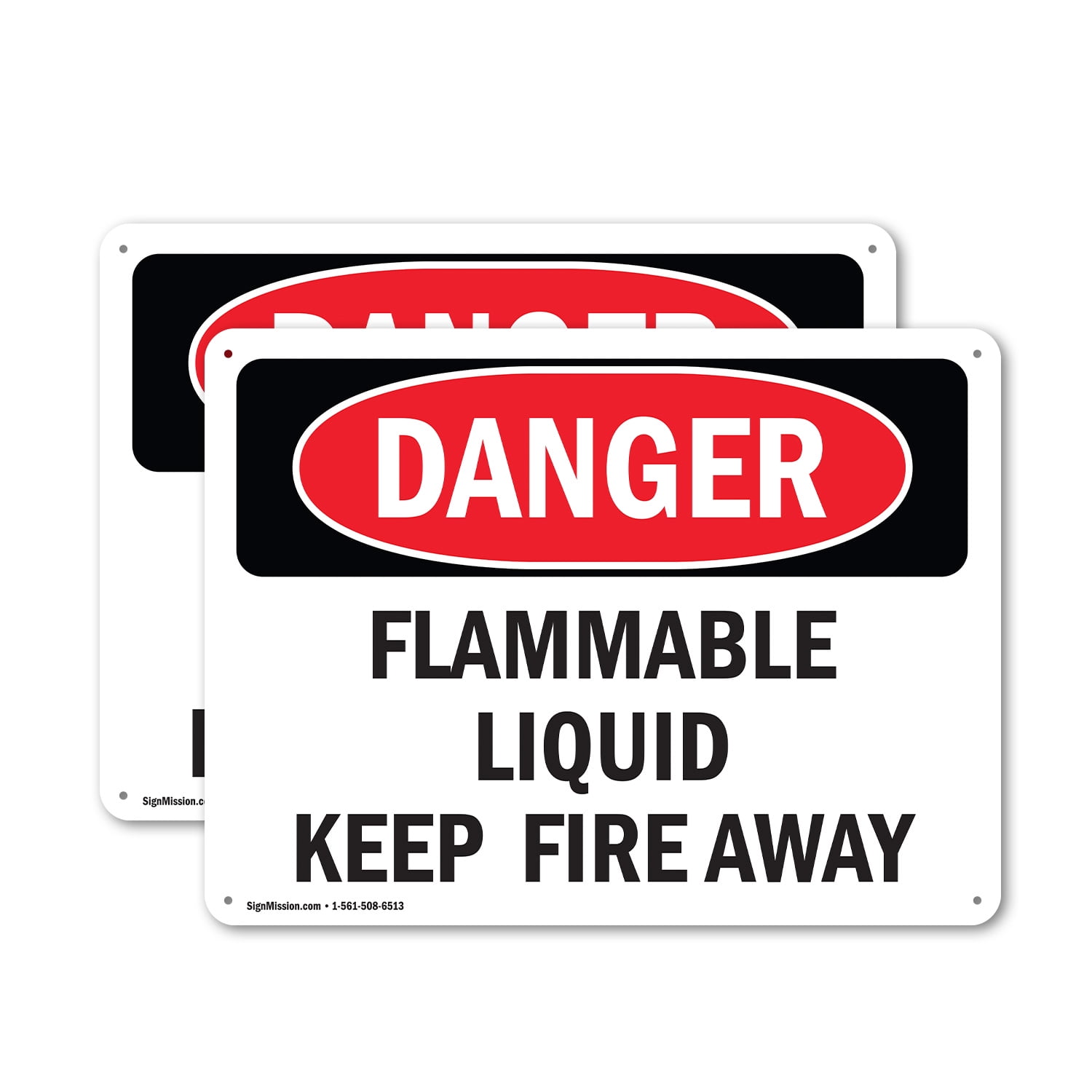 (2 Pack) Flammable Liquid Keep Fire Away OSHA Danger Sign 10 Inch X 7 ...