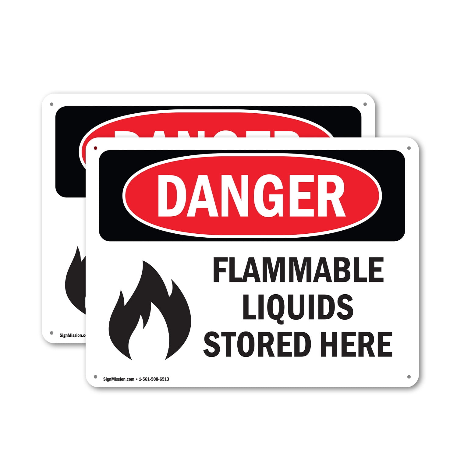 (2 Pack) Flammable Liquids Stored Here OSHA Danger Sign 18 Inch X 12 ...