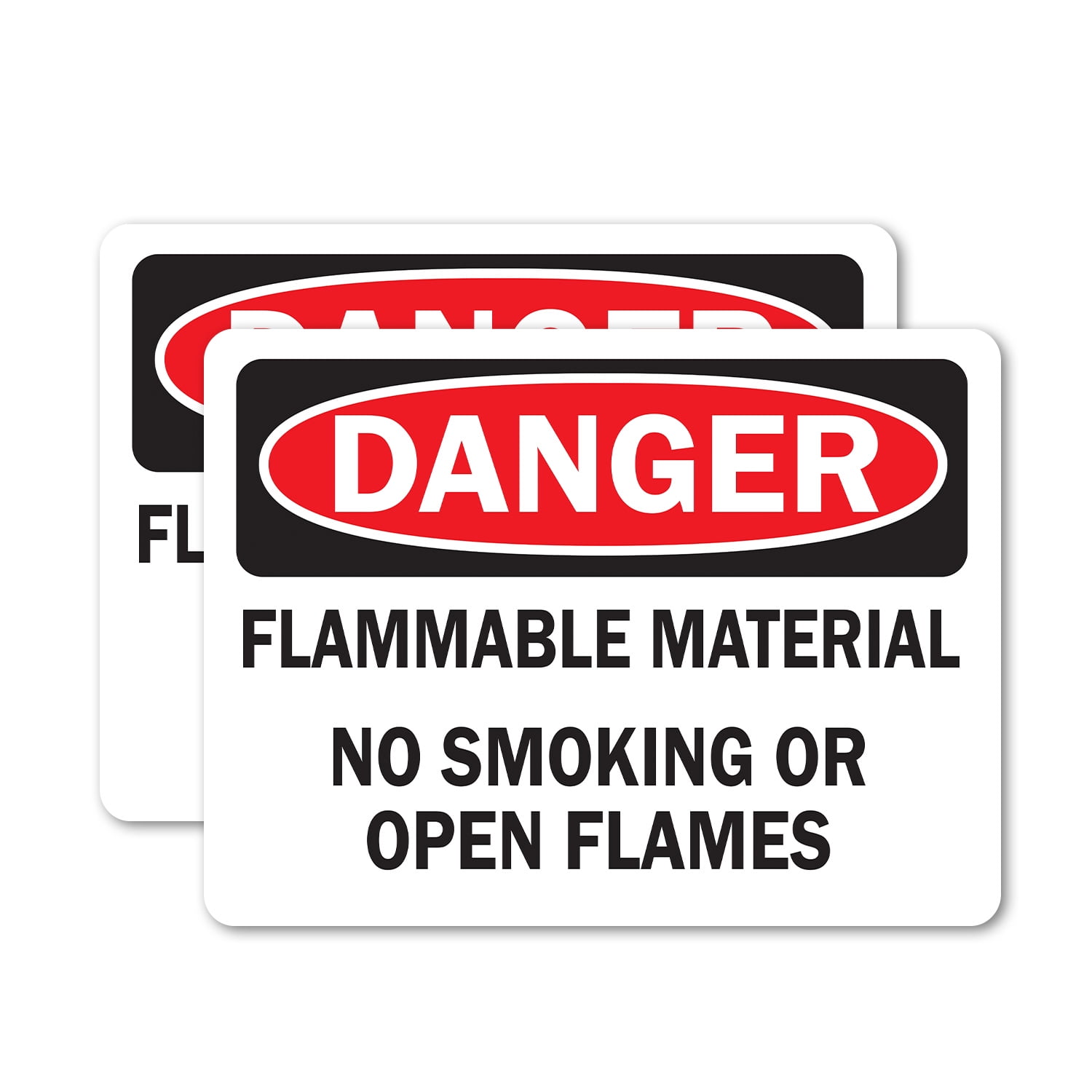(2 Pack) Flammable Material No Smoking Or Open Flames OSHA Danger Sign ...