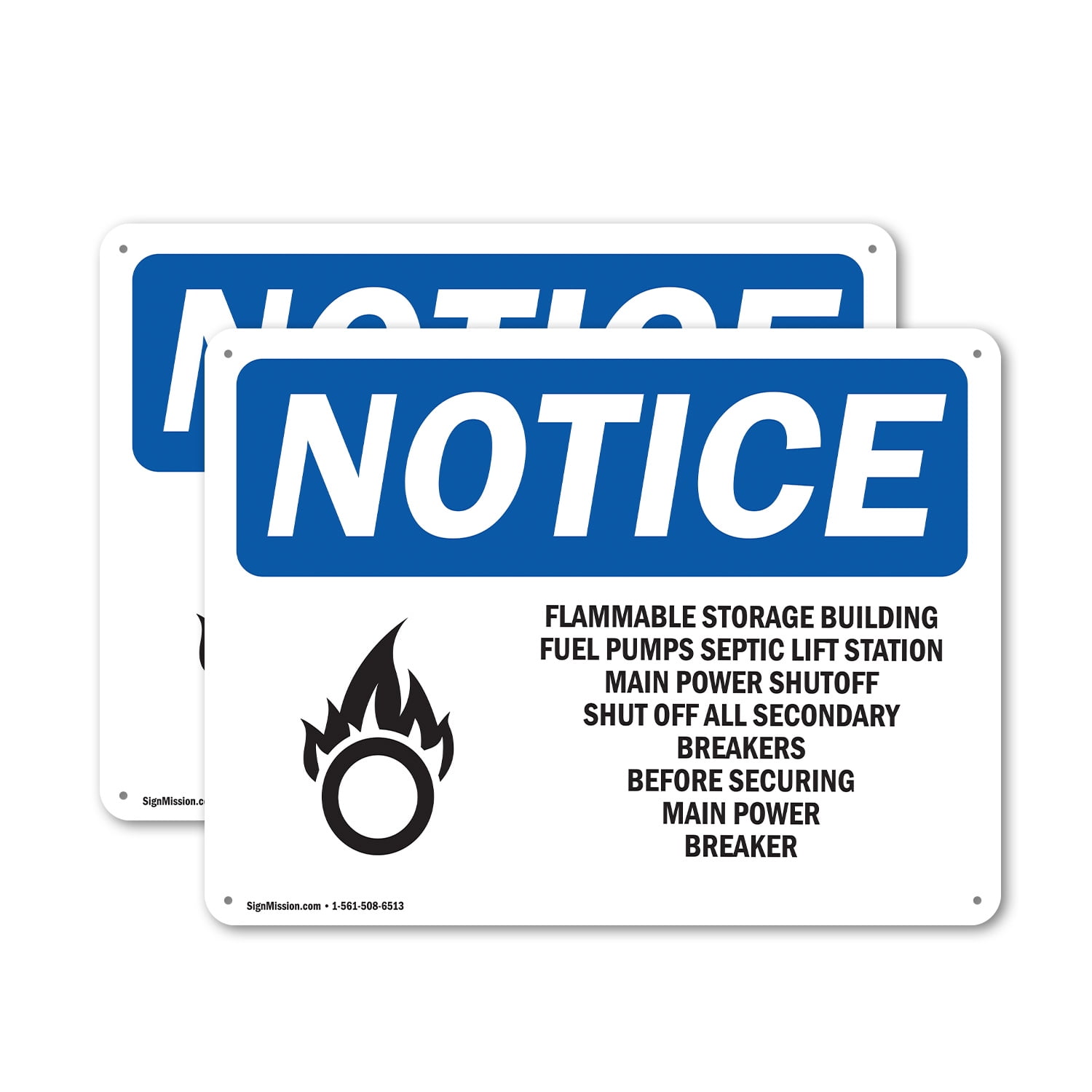 (2 Pack) Flammable Storage Building Fuel OSHA Notice Sign 24 Inch X 18 ...