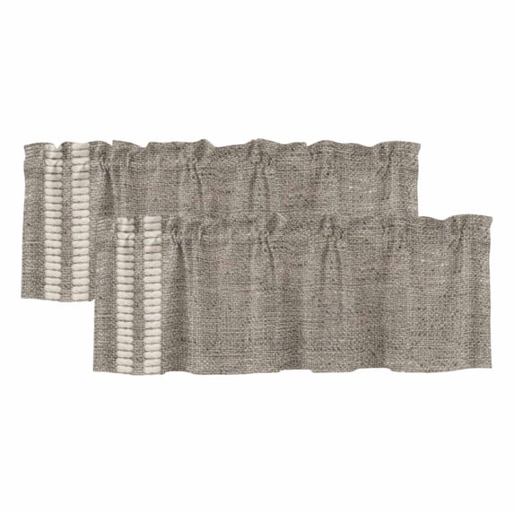 2 Pack Flax Gray Valance for Window Oatmeal Beige Woven Fabric Texture ...