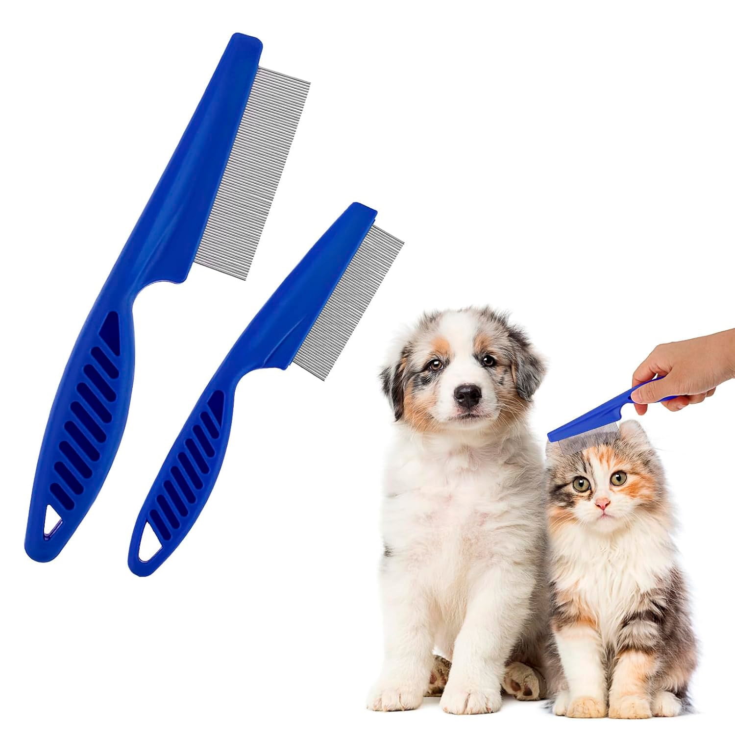 2 Pack Flea Comb for Dogs and Cats - Pet Lice Comb Remove Fleas and ...