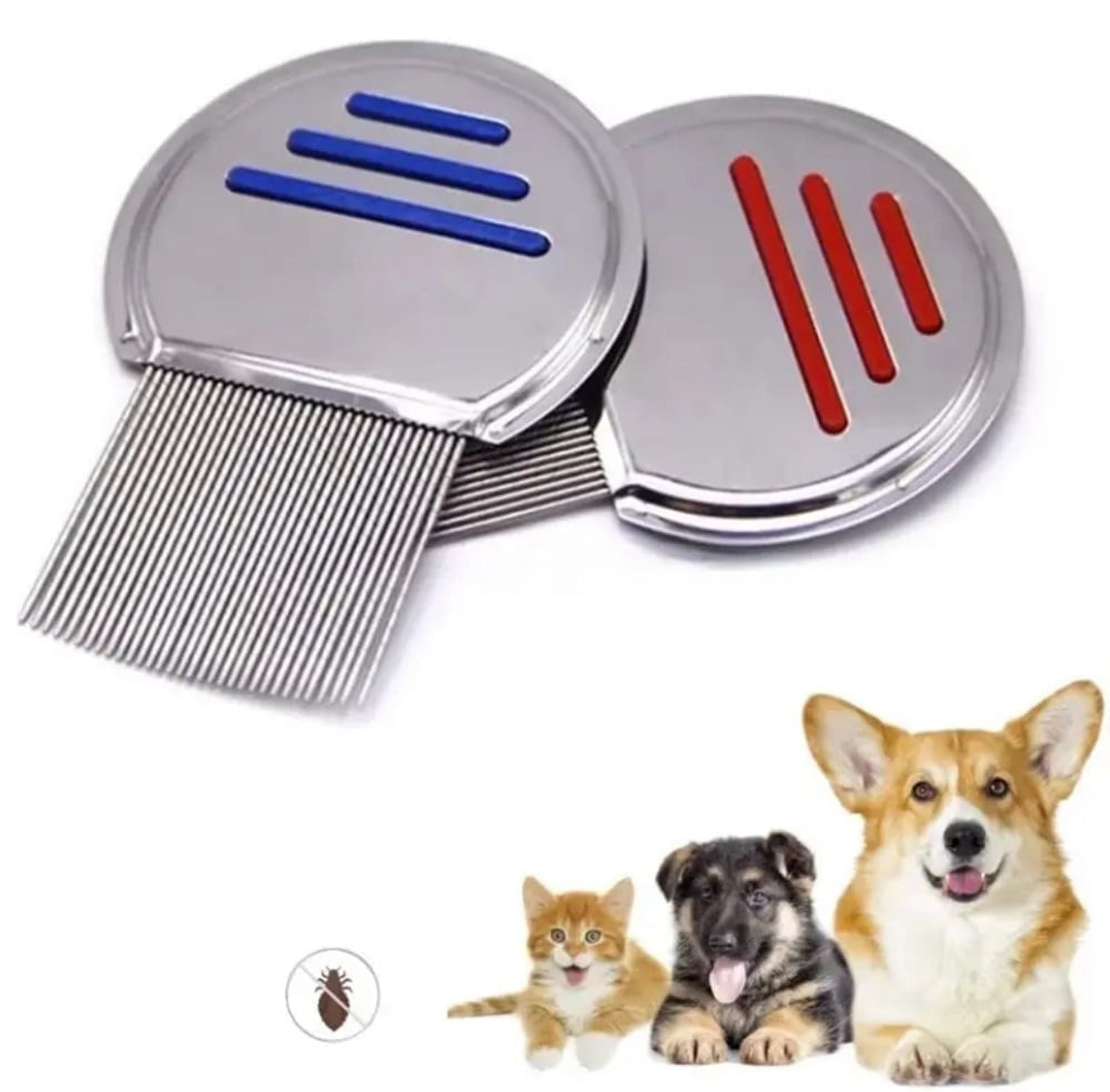2-Pack Flea & Lice Comb for Dogs & Cats – Stainless Steel Grooming Tool ...