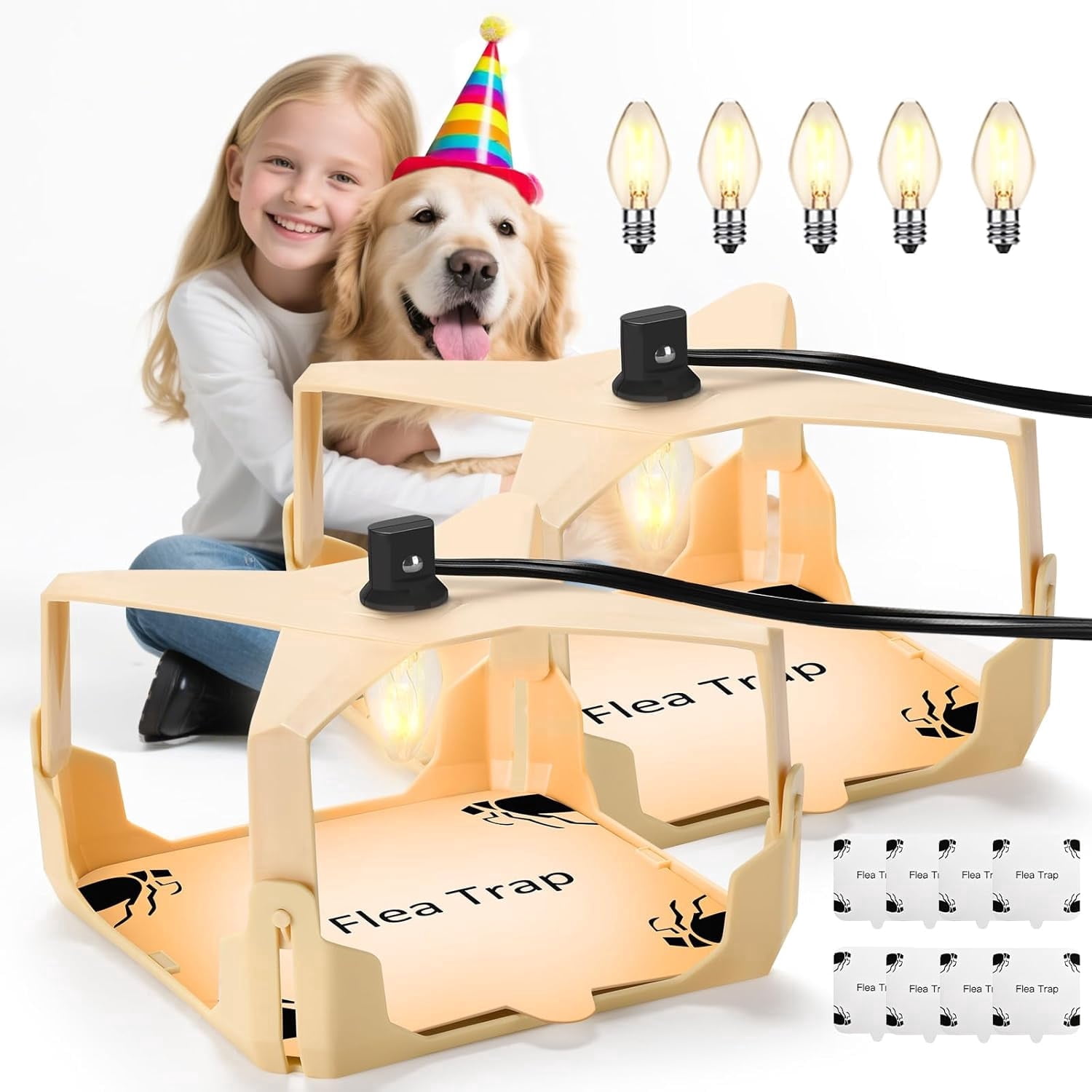 2 Pack Flea Trap, Indoor Electric Fleas Trap Killer, Pets Kids Friendly ...