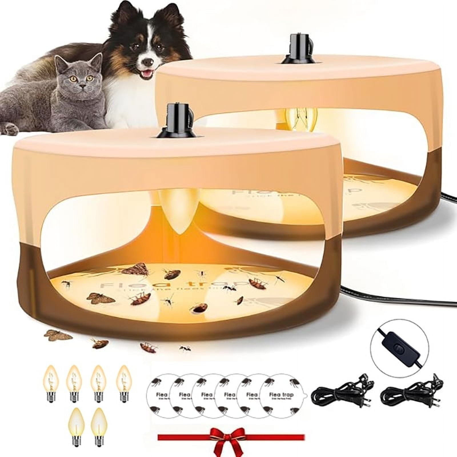 2 Pack Flea Trap Indoor Flea Light for Inside Your Home with 6 Sticky ...