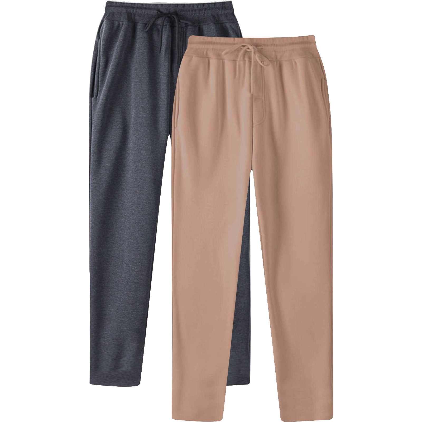 2 Pack Fleece Cargo Sweatpants Men Workout Pants Men Cotton Sweats for ...