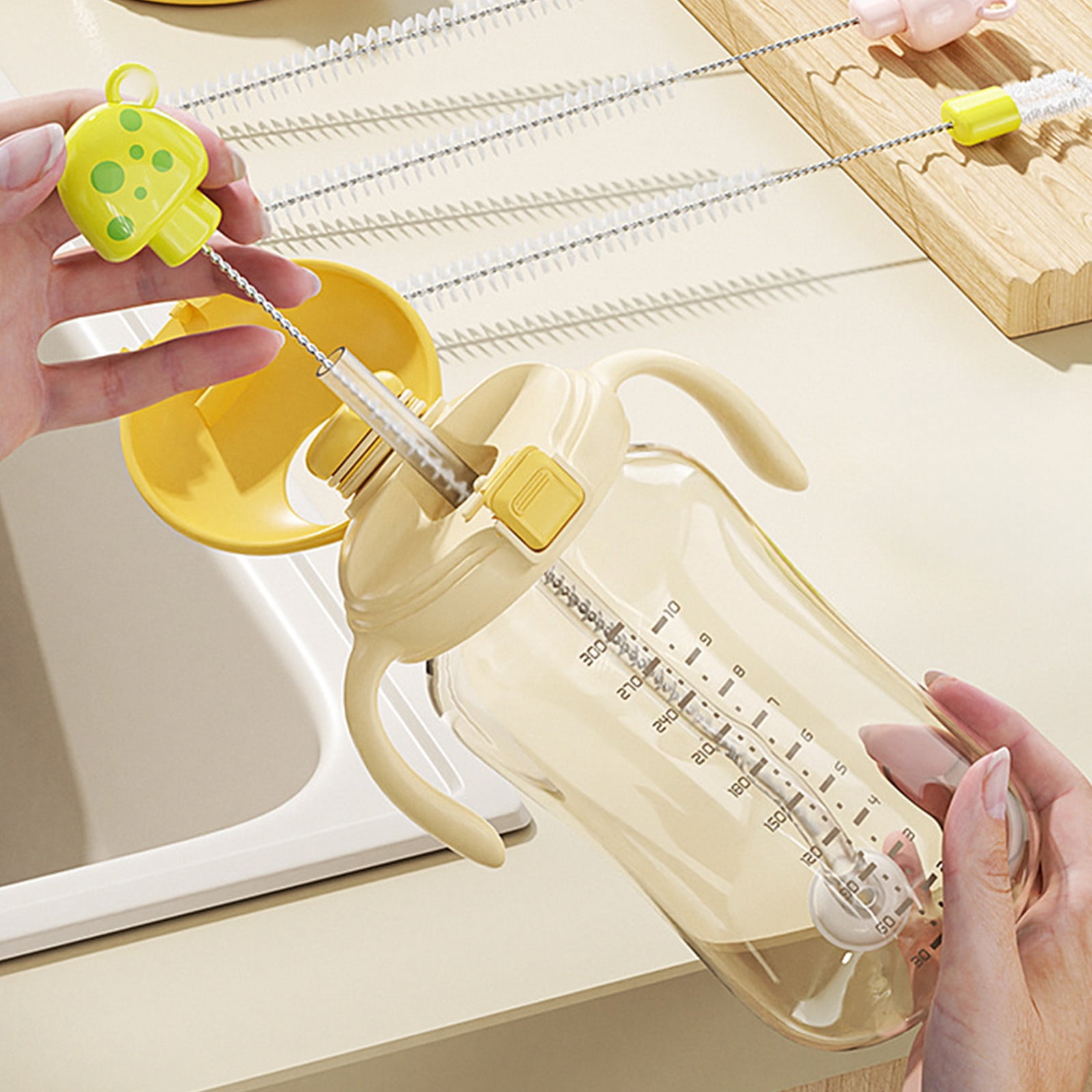 2 Pack Flexible Extended Straw & Cup Lid Brush - Dual Purpose Cleaning Tool, Food-Safe for ...