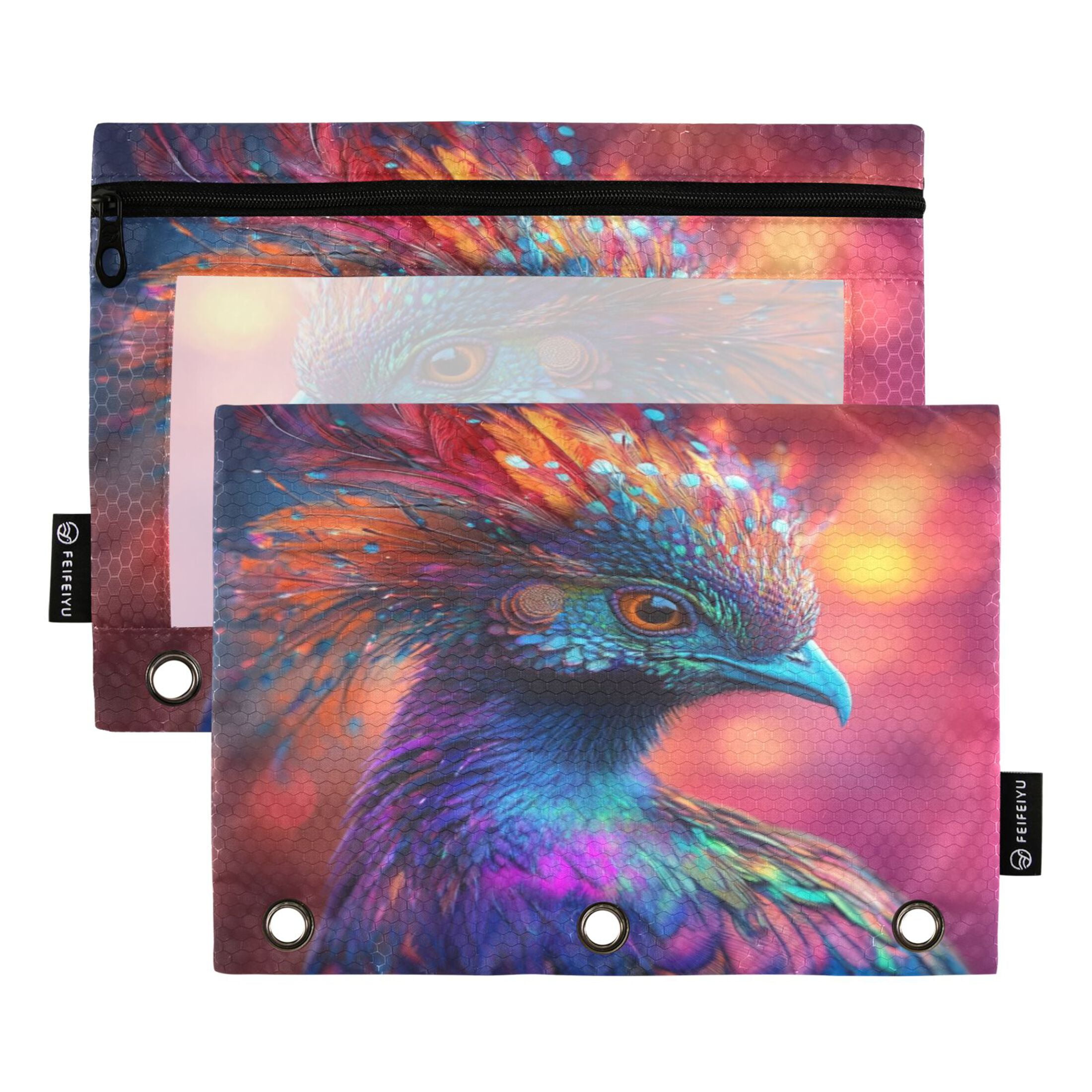 2 Pack Flip Folders with Clear PVC Window Binder Pouches 3-Ring Binder ...