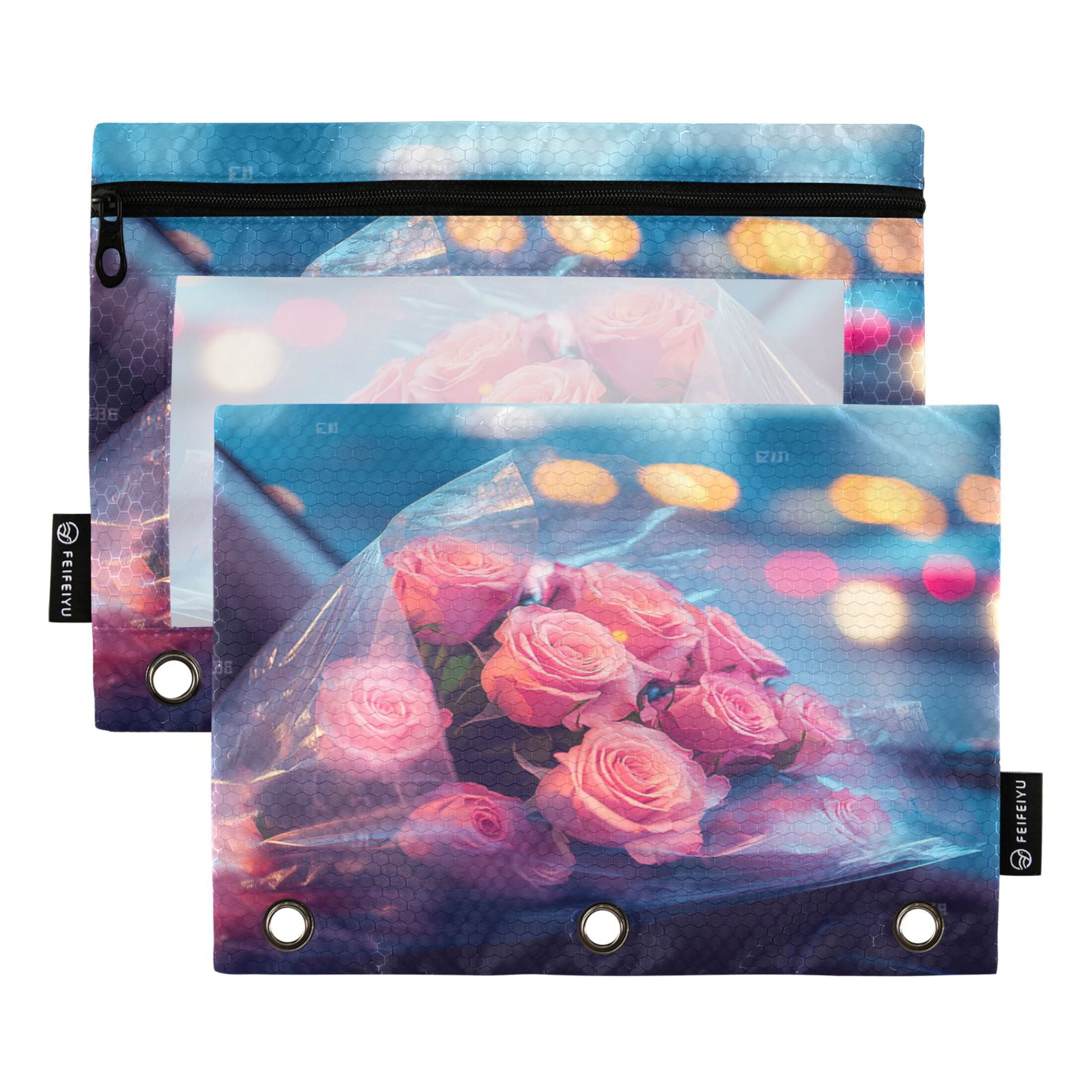 2 Pack Flip Folders with Clear PVC Window Binder Pouches 3-Ring Binder ...