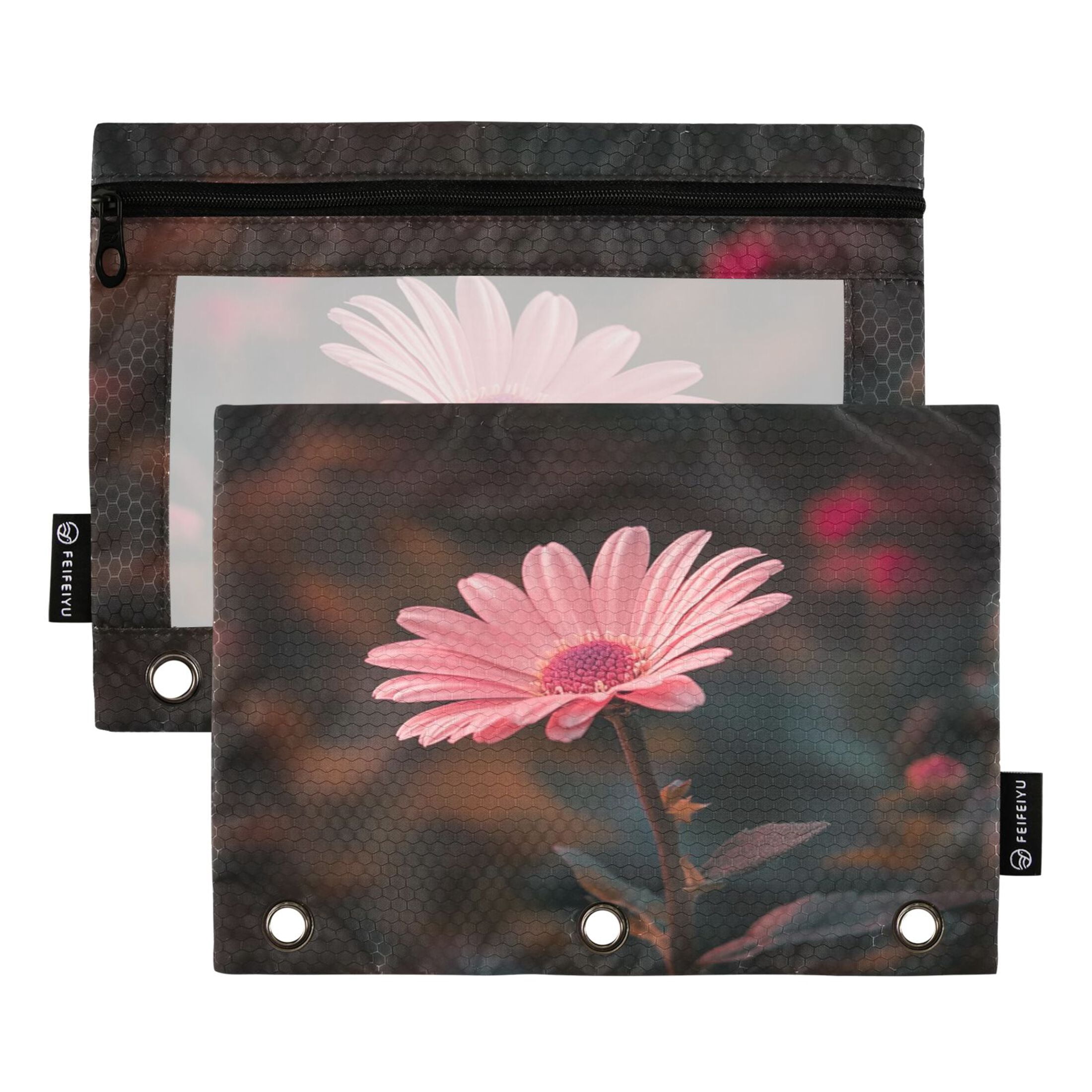 2 Pack Flip Folders with Clear PVC Window Binder Pouches 3-Ring Binder ...