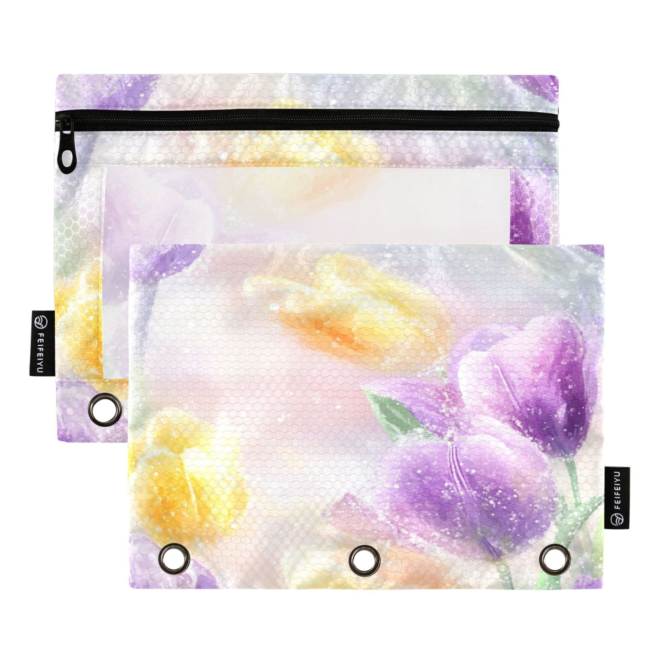 2 Pack Flip Folders with Clear PVC Window Binder Pouches 3-Ring Binder ...