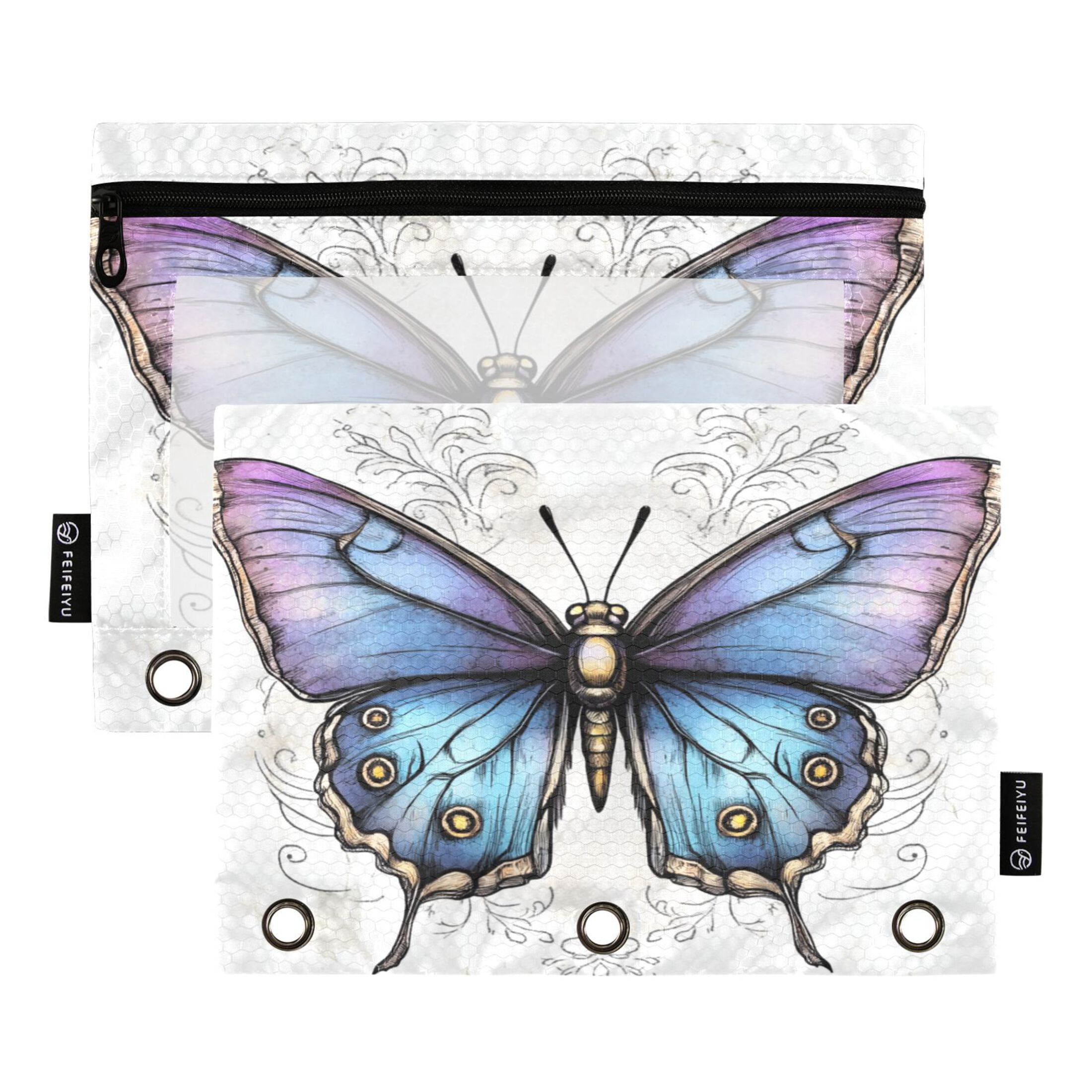 2 Pack Flip Folders with Clear PVC Window Binder Pouches 3-Ring Binder ...