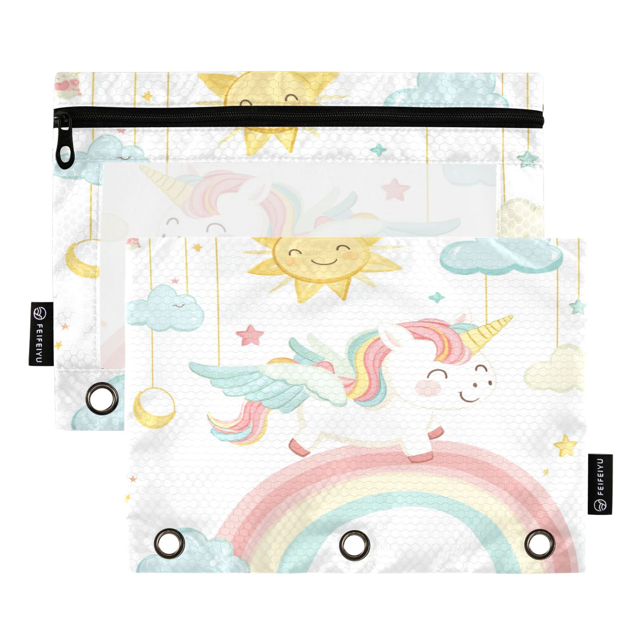 2 Pack Flip Folders with Clear PVC Window Binder Pouches 3-Ring Binder ...
