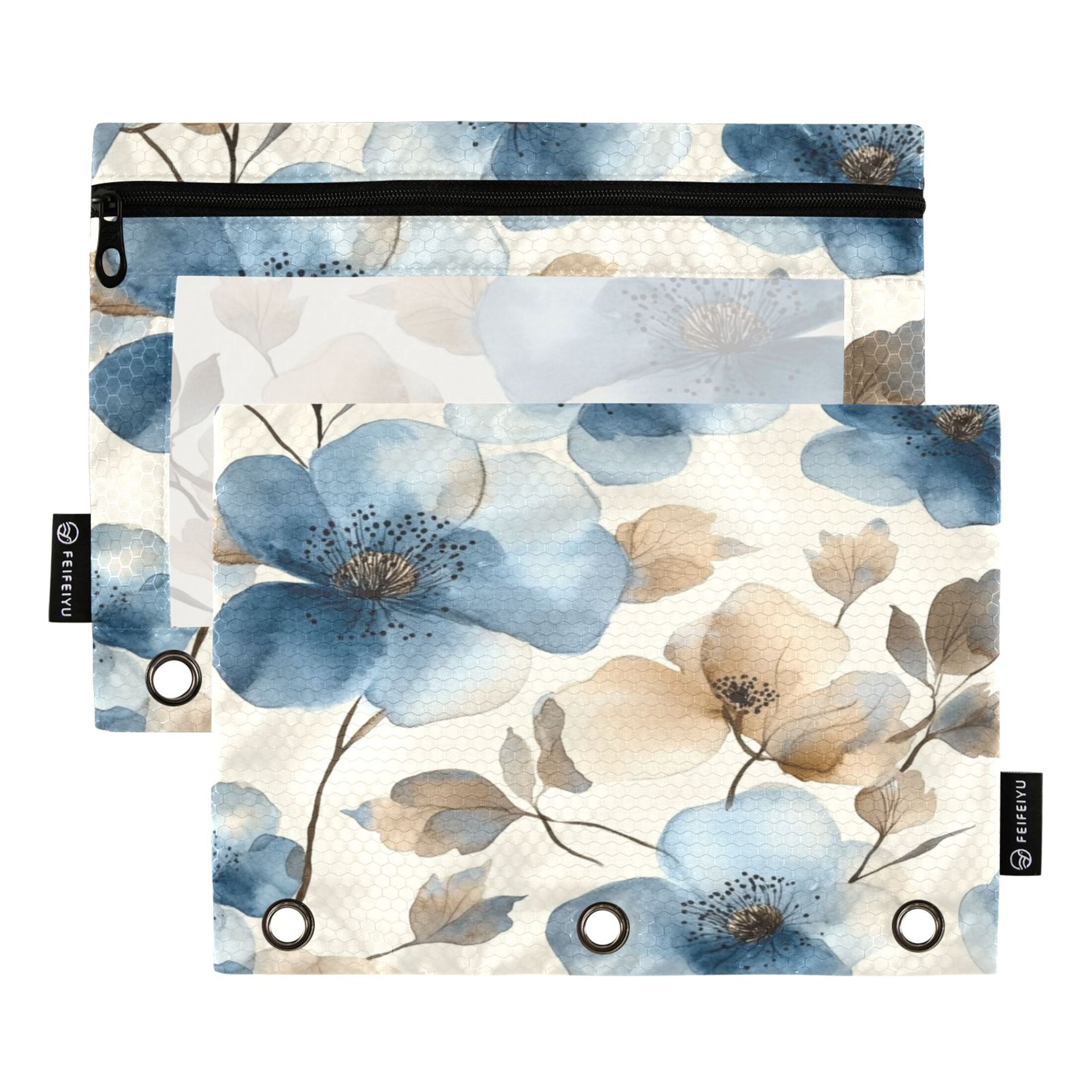 2 Pack Flip Folders with Clear PVC Window Binder Pouches 3-Ring Binder ...