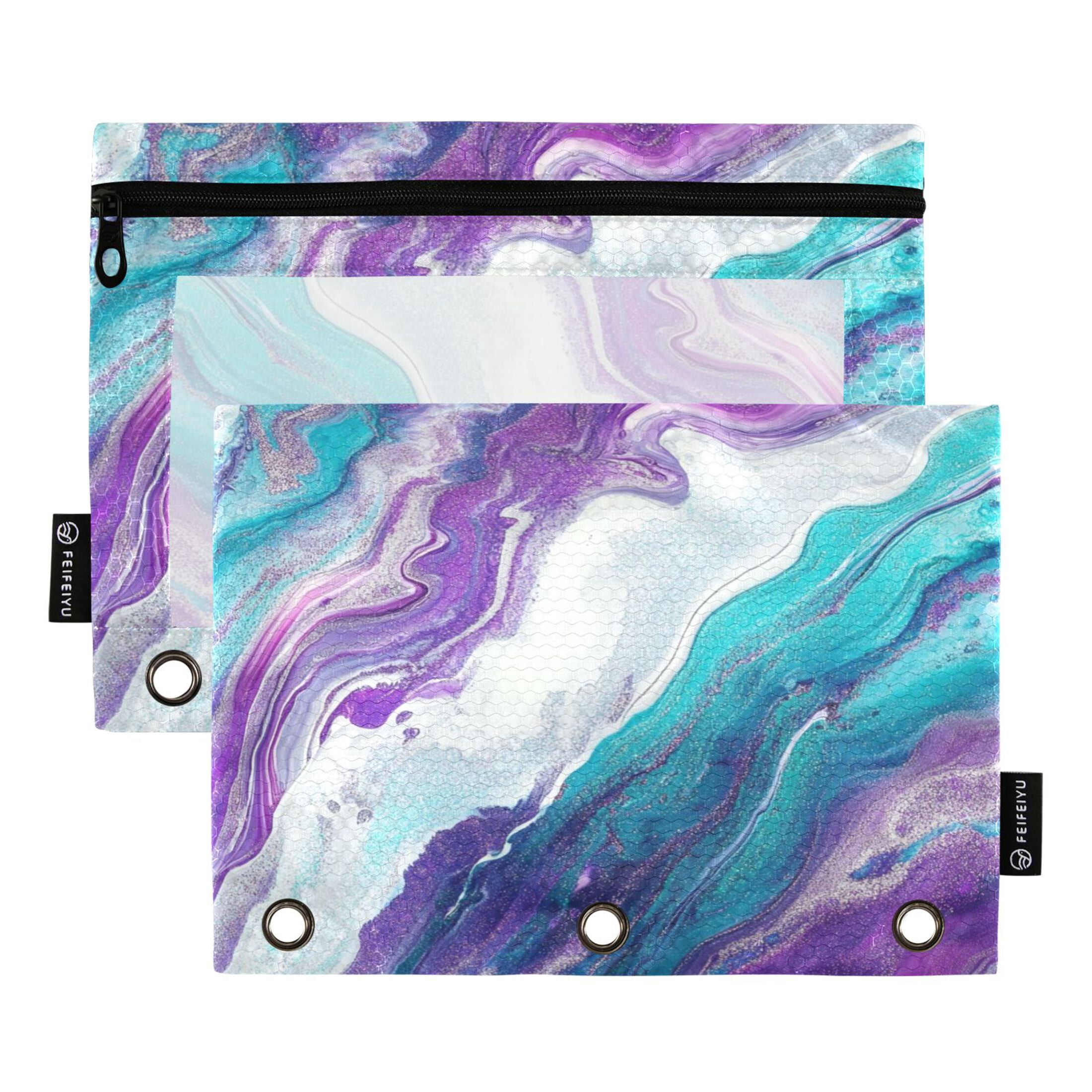 2 Pack Flip Folders with Clear PVC Window Binder Pouches 3-Ring Binder ...