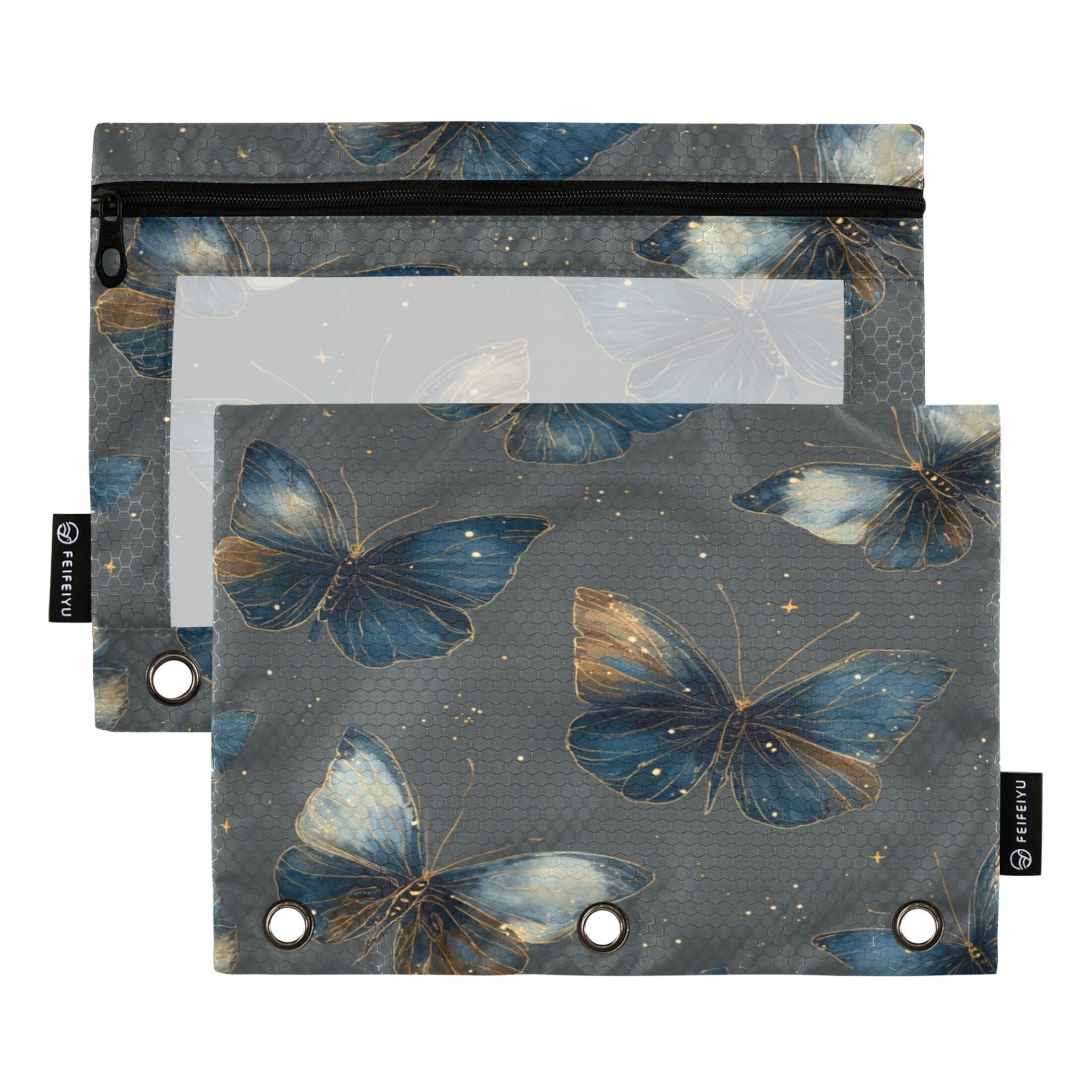 2 Pack Flip Folders with Clear PVC Window Binder Pouches 3-Ring Binder ...