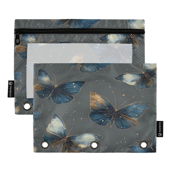 2 Pack Flip Folders with Clear PVC Window Binder Pouches 3-Ring Binder ...