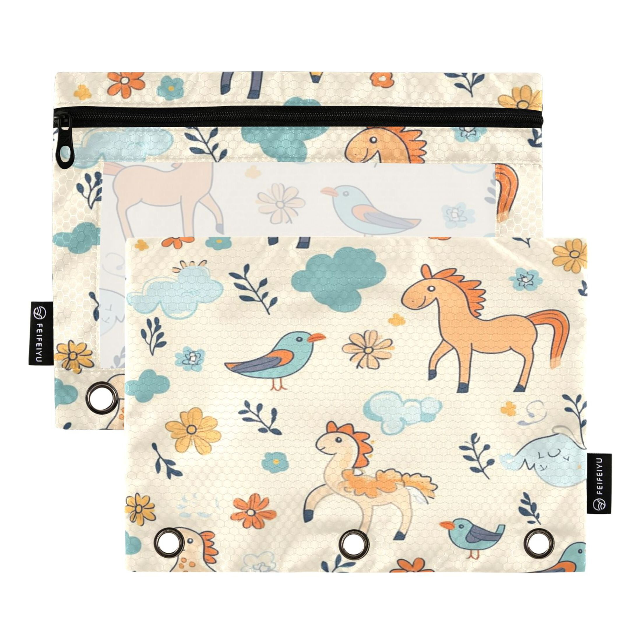 2 Pack Flip Folders with Clear PVC Window Binder Pouches 3-Ring Binder ...