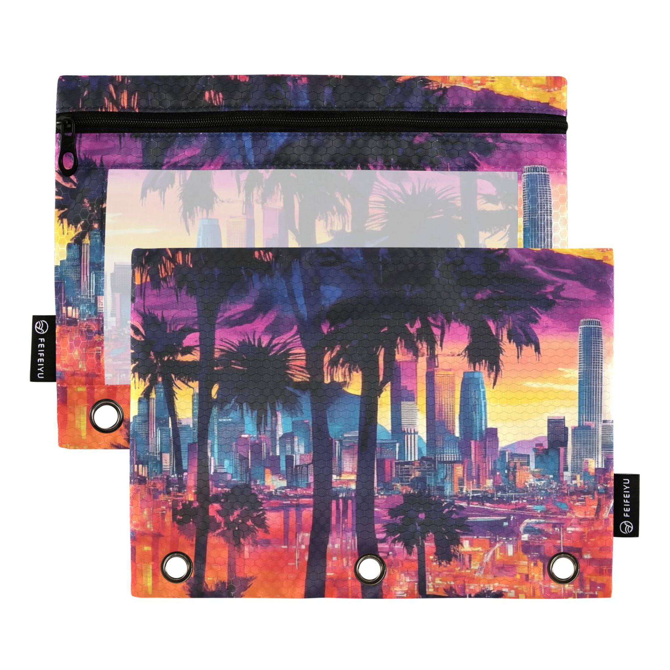 2 Pack Flip Folders with Clear PVC Window Binder Pouches 3-Ring Binder ...