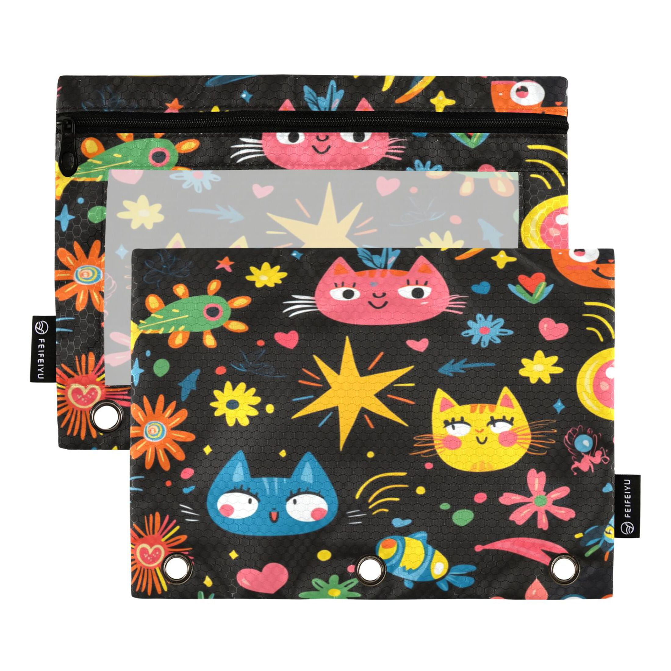 2 Pack Flip Folders with Clear PVC Window Binder Pouches 3-Ring Binder ...