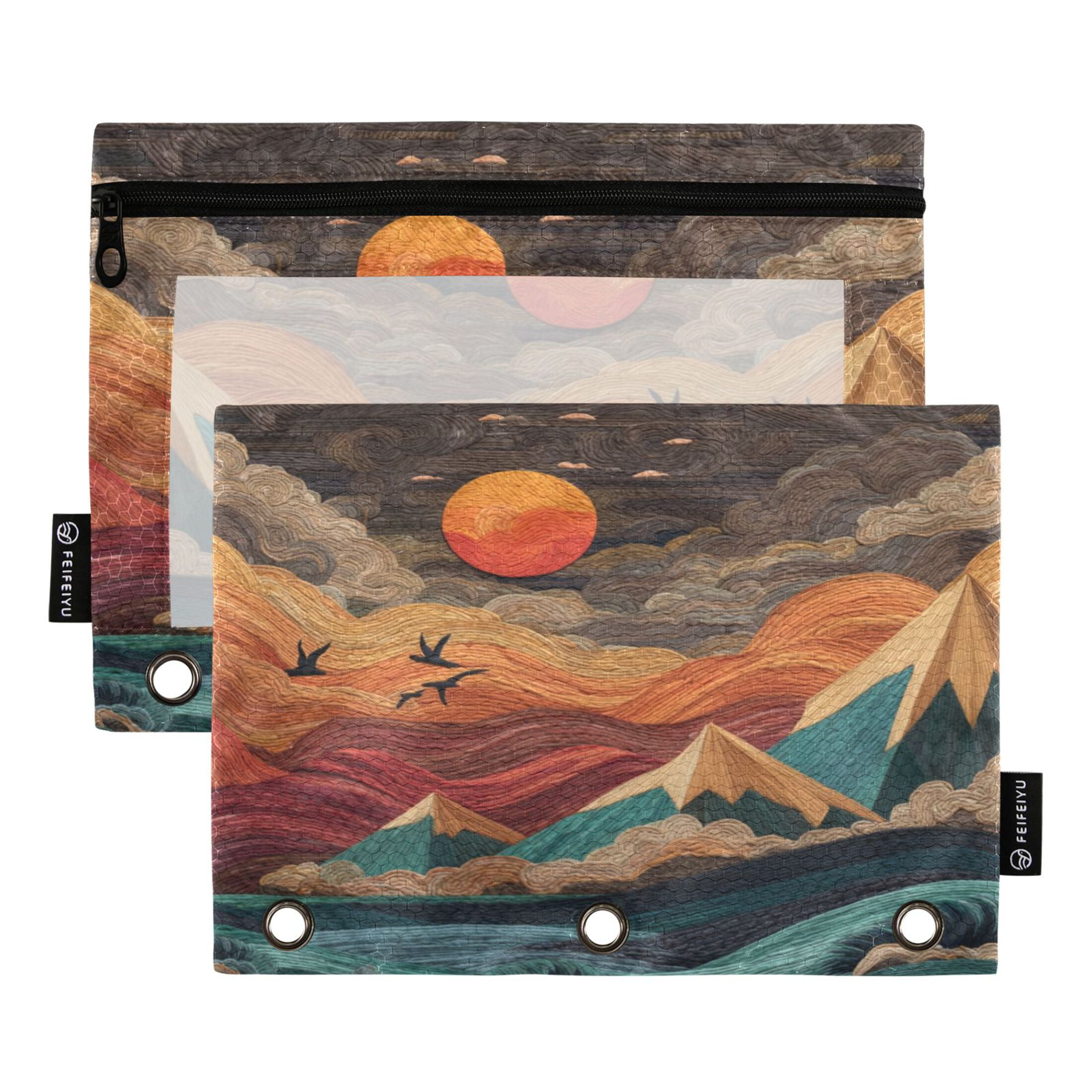 2 Pack Flip Folders with Clear PVC Window Binder Pouches 3-Ring Binder ...