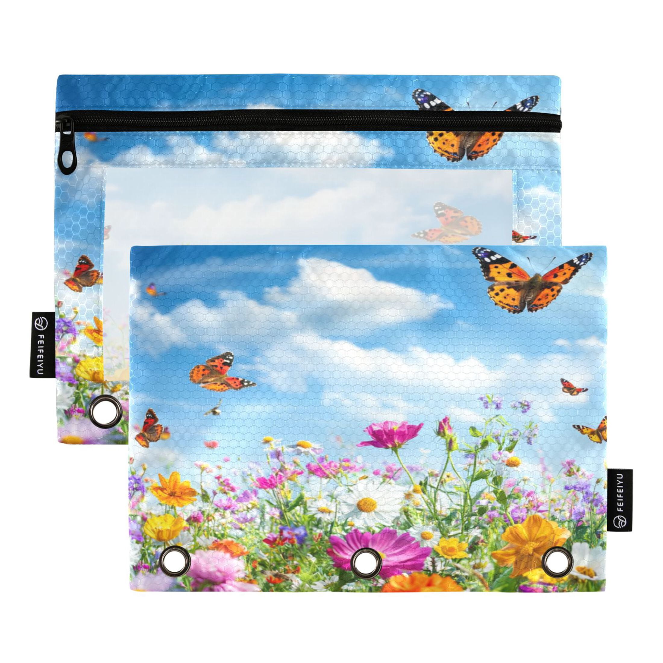 2 Pack Flip Folders with Clear PVC Window Binder Pouches 3-Ring Binder ...