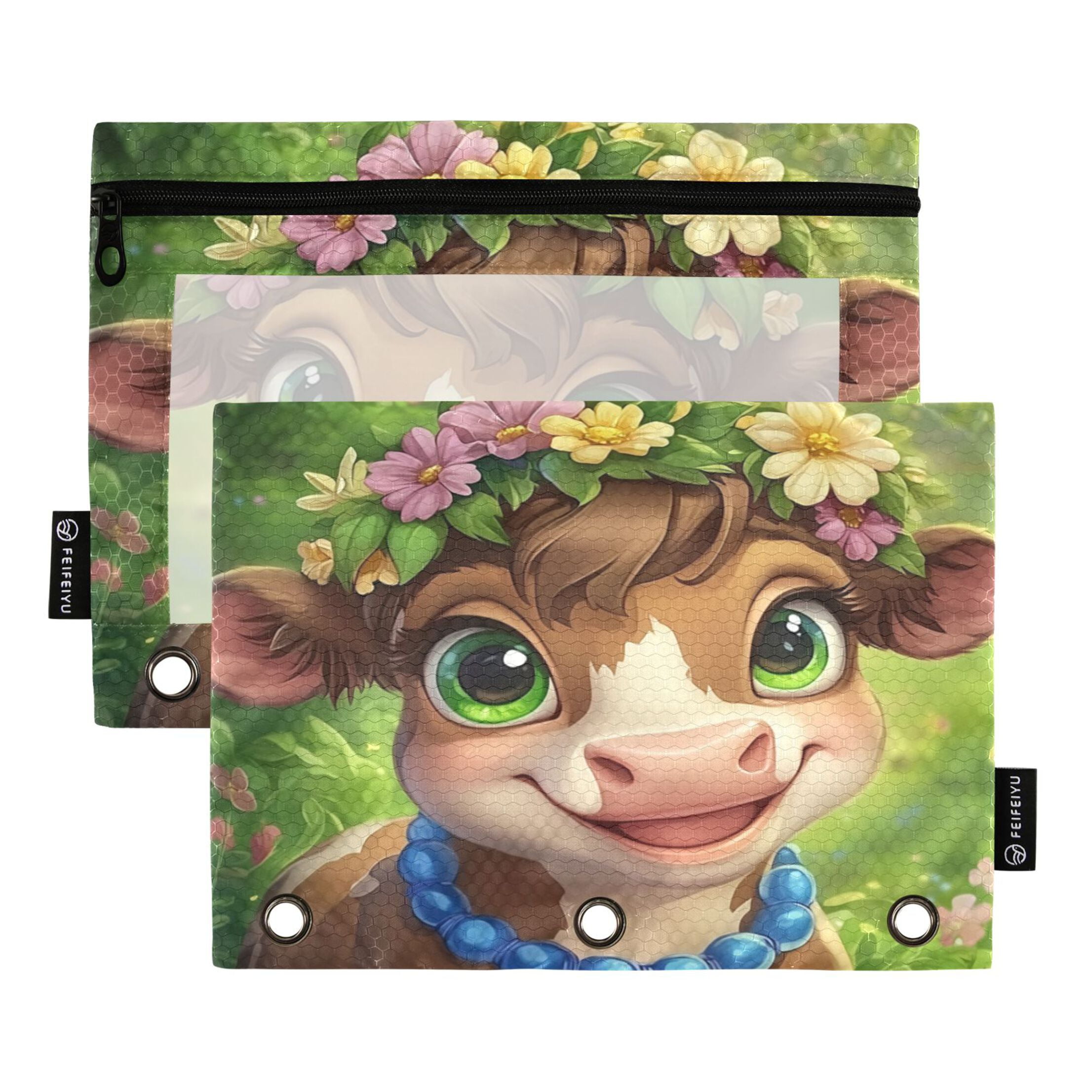 2 Pack Flip Folders with Clear PVC Window Binder Pouches 3-Ring Binder ...