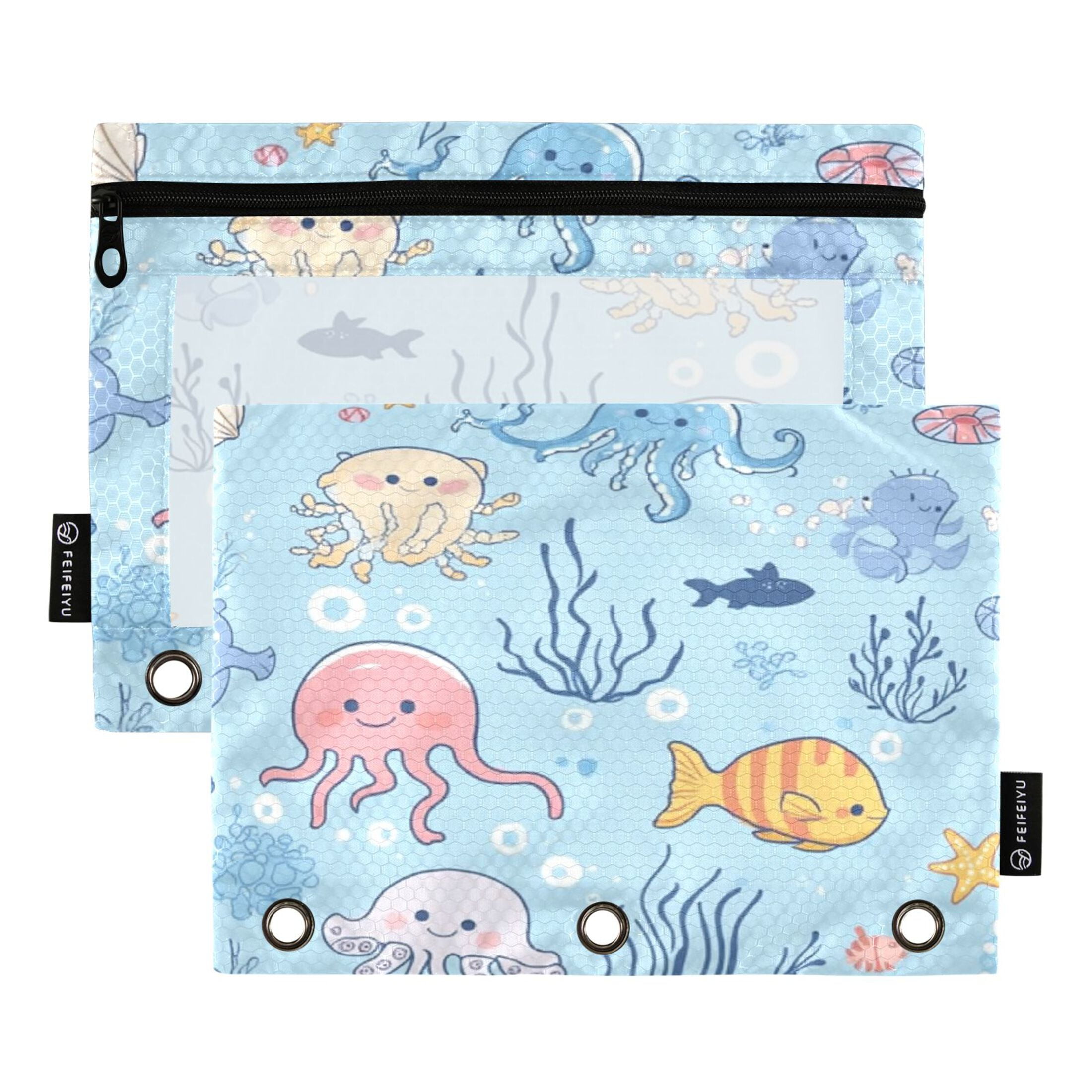 2 Pack Flip Folders with Clear PVC Window Binder Pouches 3-Ring Binder ...