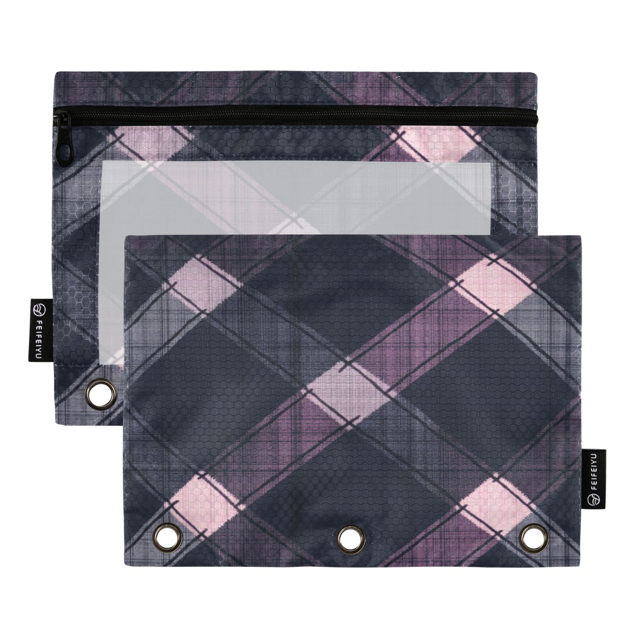 2 Pack Flip Folders with Clear PVC Window Binder Pouches 3-Ring Binder ...