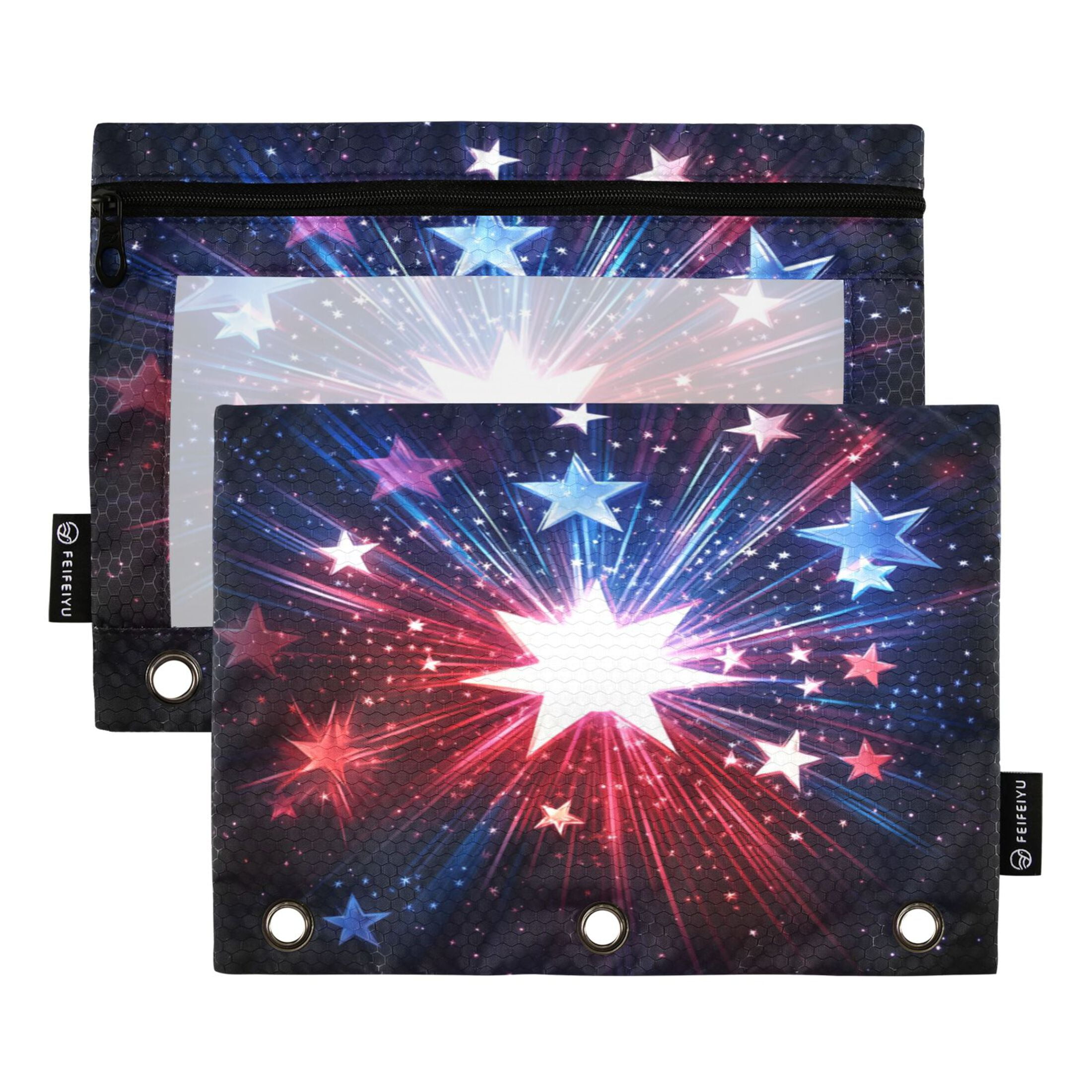 2 Pack Flip Folders with Clear PVC Window Binder Pouches 3-Ring Binder ...