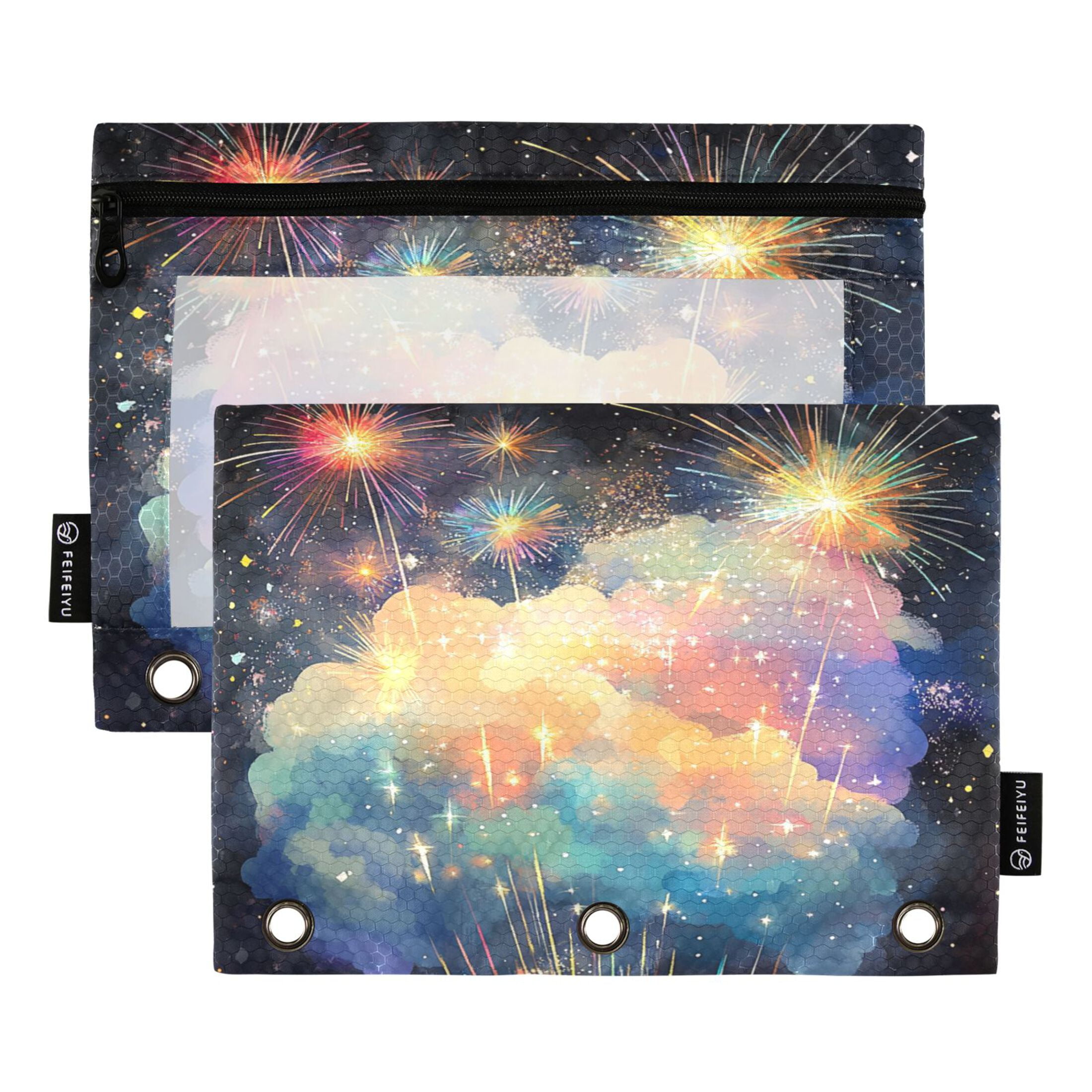 2 Pack Flip Folders with Clear PVC Window Binder Pouches 3-Ring Binder ...