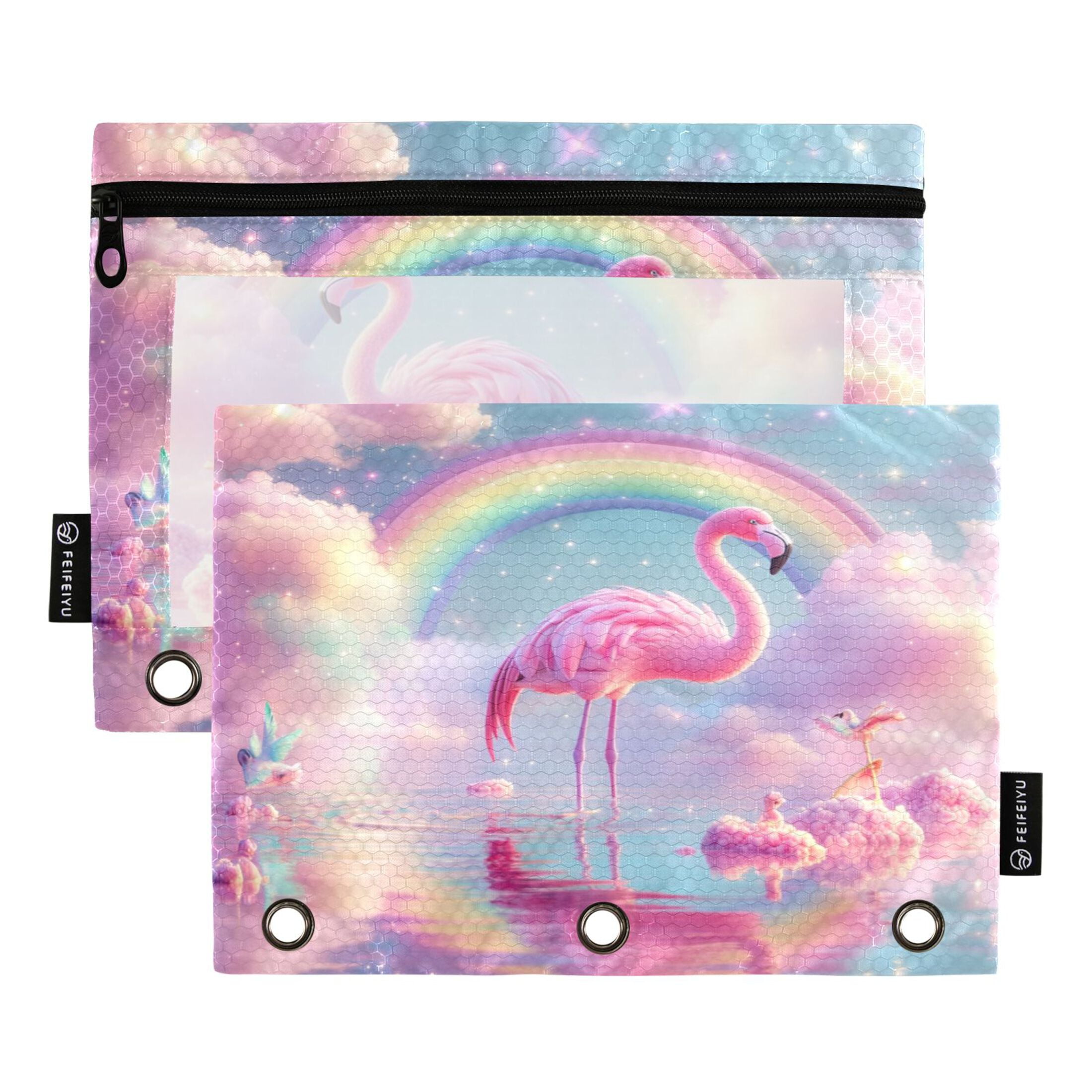 2 Pack Flip Folders with Clear PVC Window Binder Pouches 3-Ring Binder ...