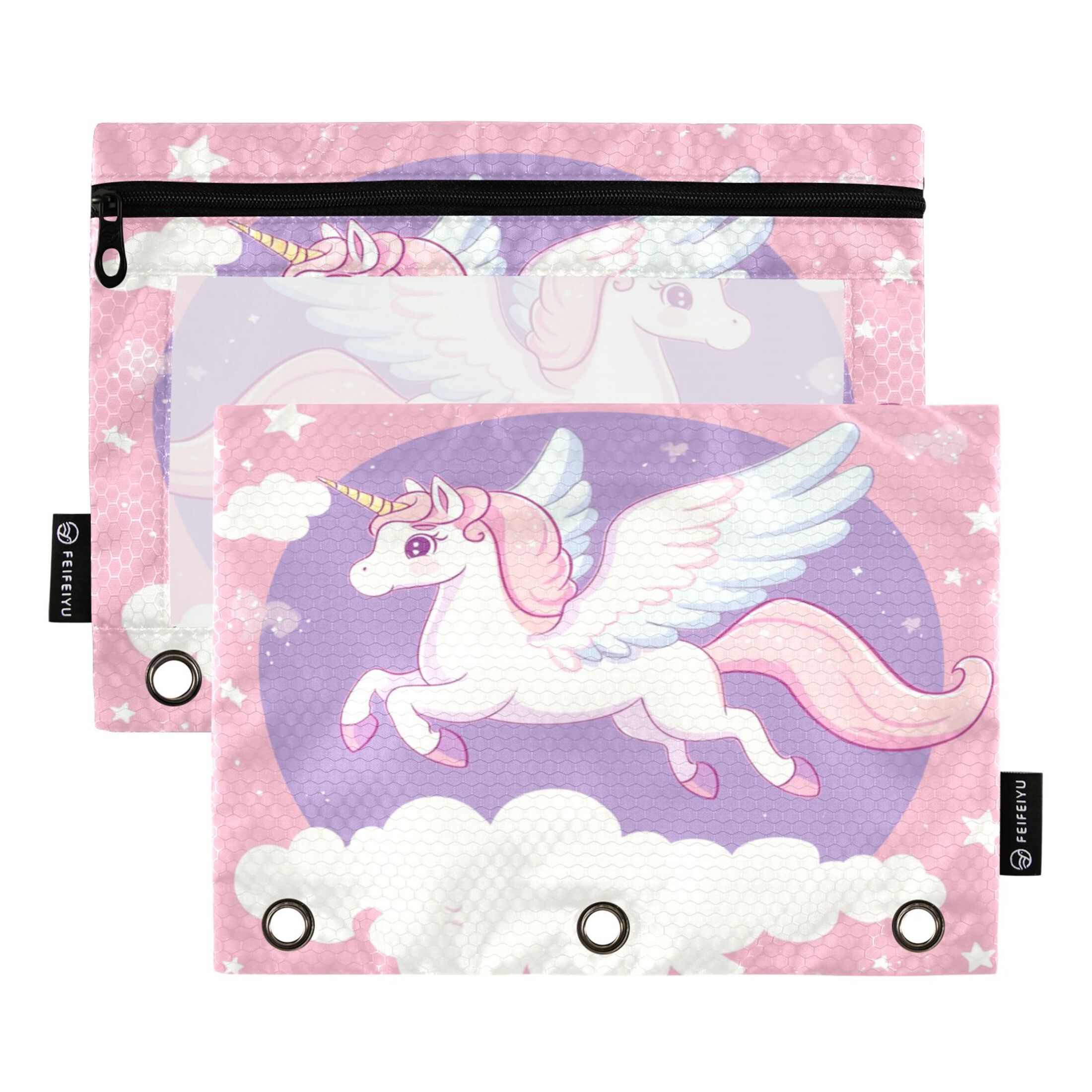 2 Pack Flip Folders with Clear PVC Window Binder Pouches 3-Ring Binder ...