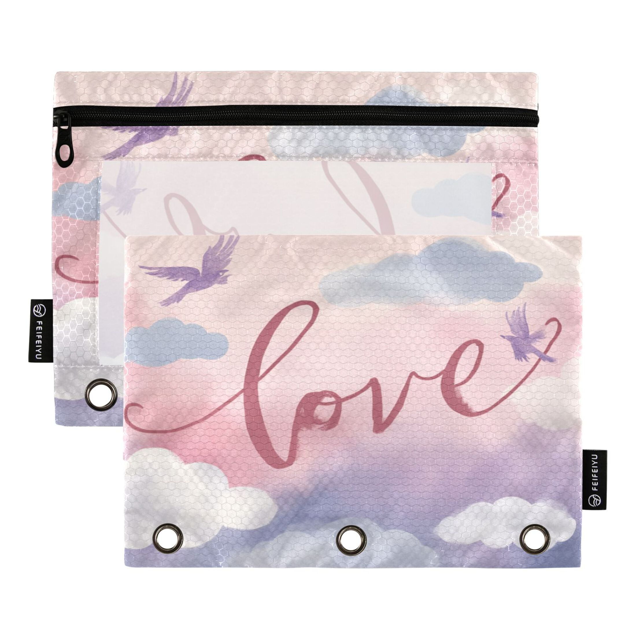 2 Pack Flip Folders with Clear PVC Window Binder Pouches 3-Ring Binder ...