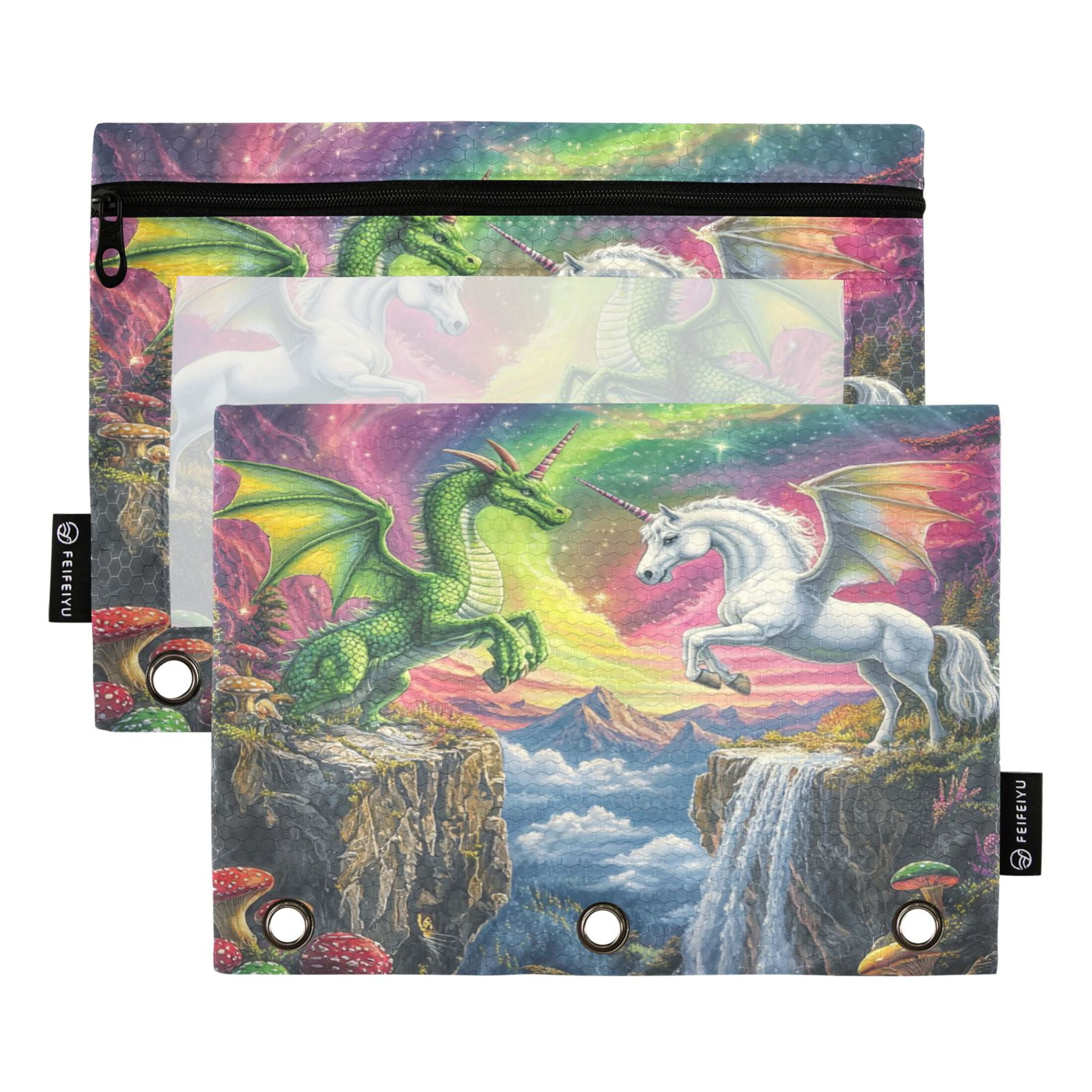 2 Pack Flip Folders with Clear PVC Window Binder Pouches 3-Ring Binder ...