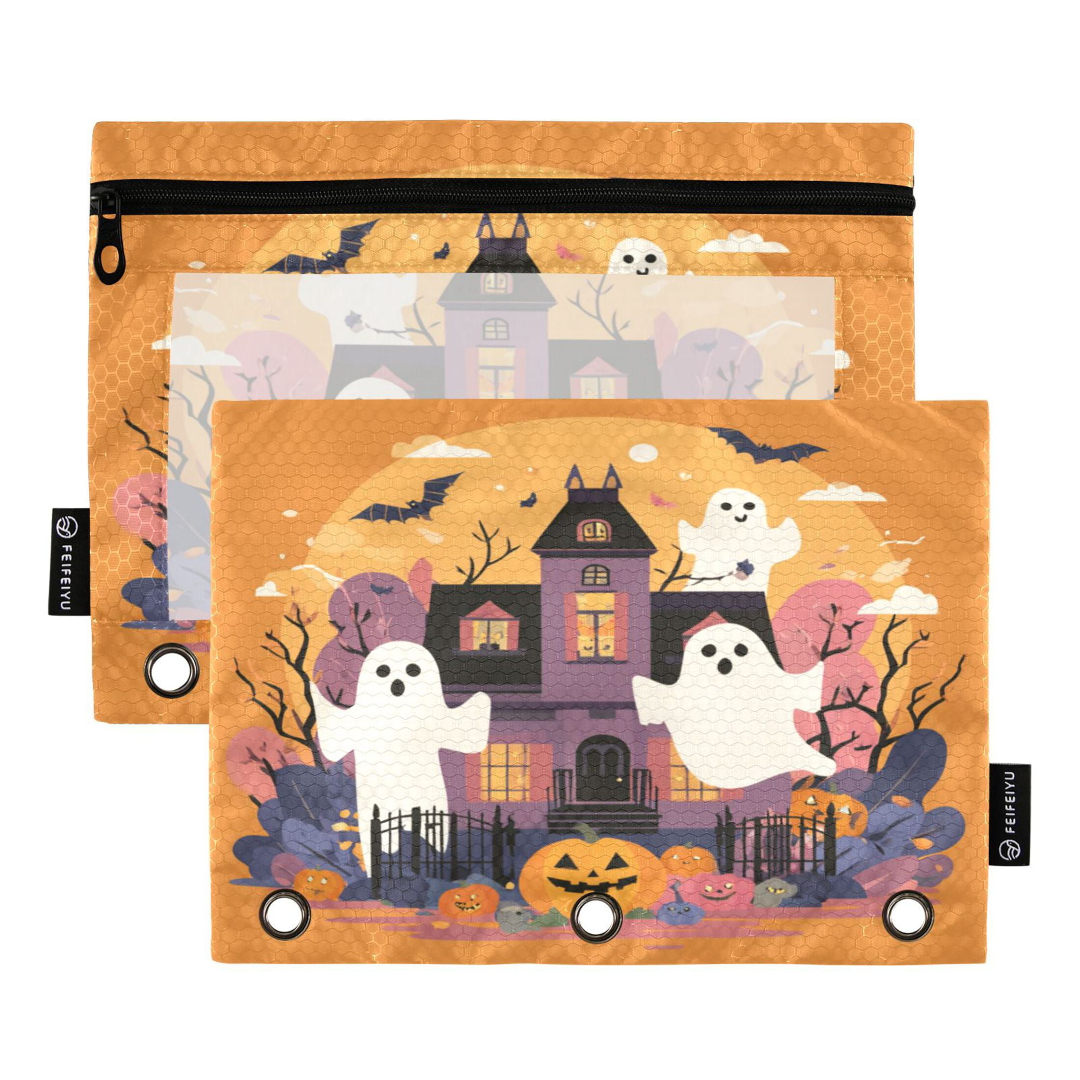 2 Pack Flip Folders with Clear PVC Window Binder Pouches 3-Ring Binder Organizer for Office ...