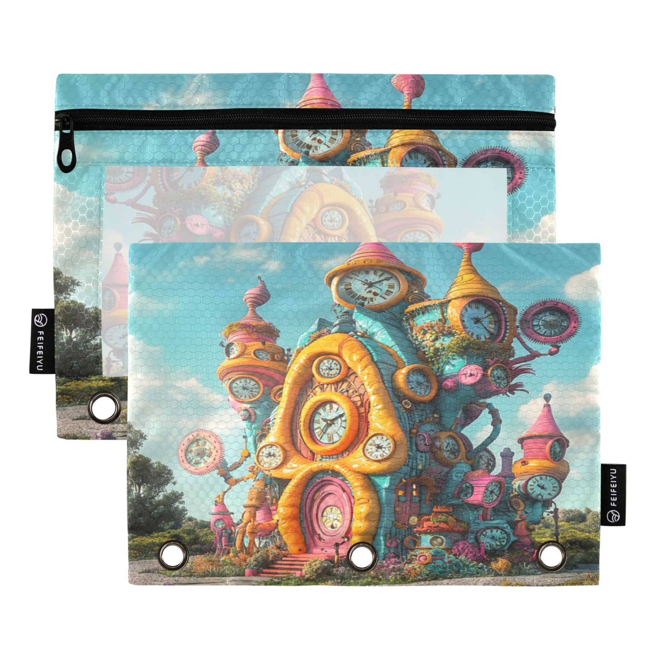 2 Pack Flip Folders with Clear PVC Window Binder Pouches 3-Ring Binder ...