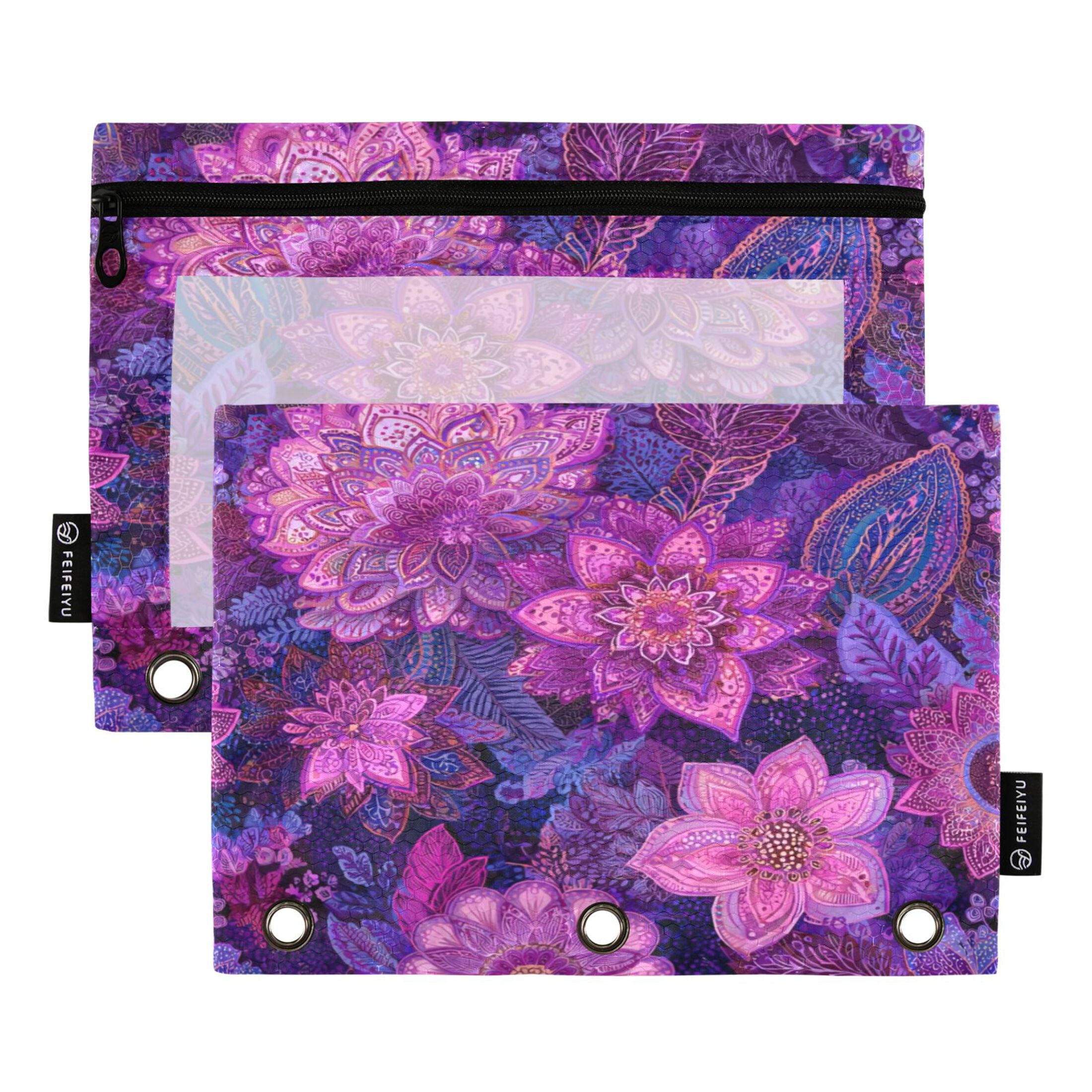 2 Pack Flip Folders with Clear PVC Window Binder Pouches 3-Ring Binder ...
