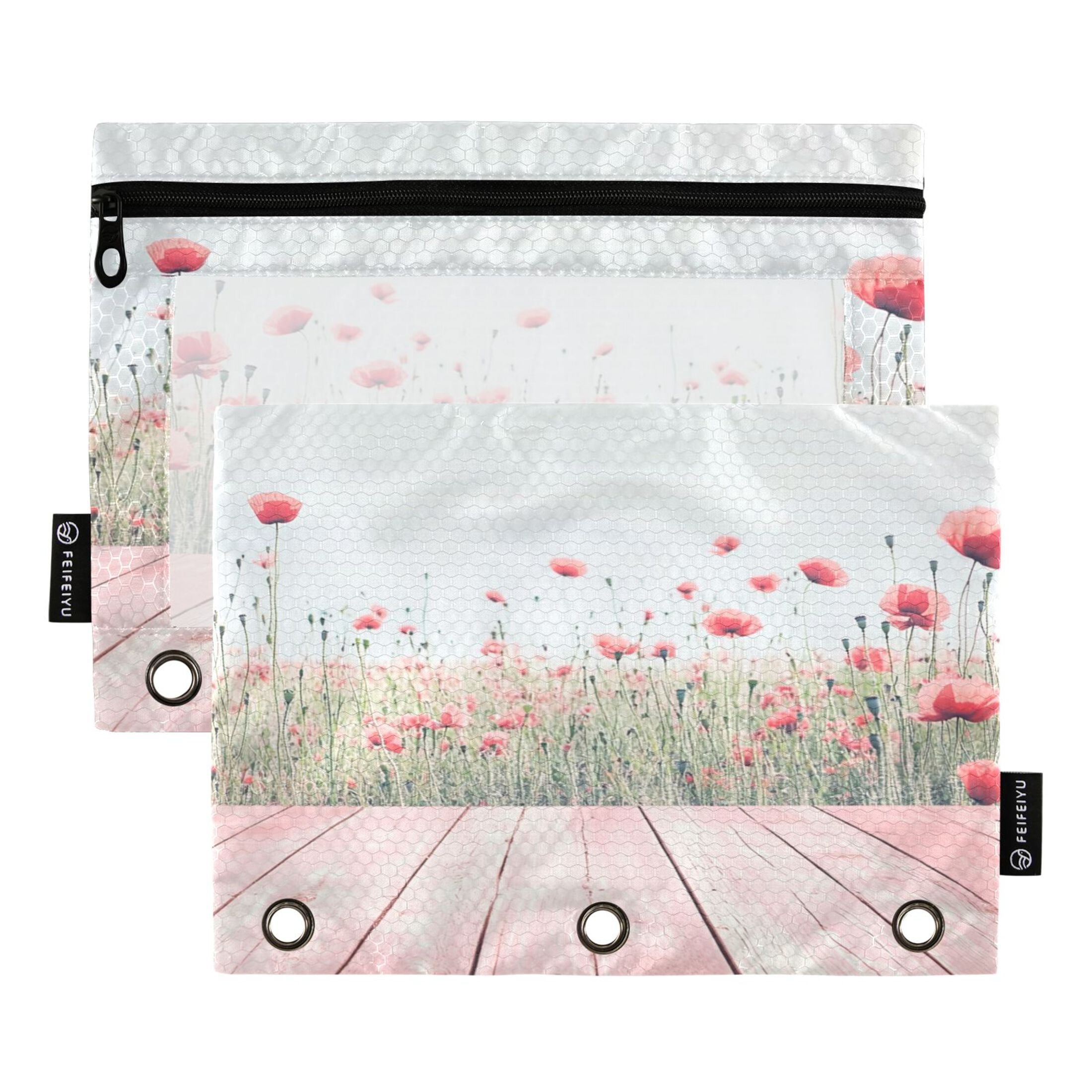 2 Pack Flip Folders with Clear PVC Window Binder Pouches 3-Ring Binder ...