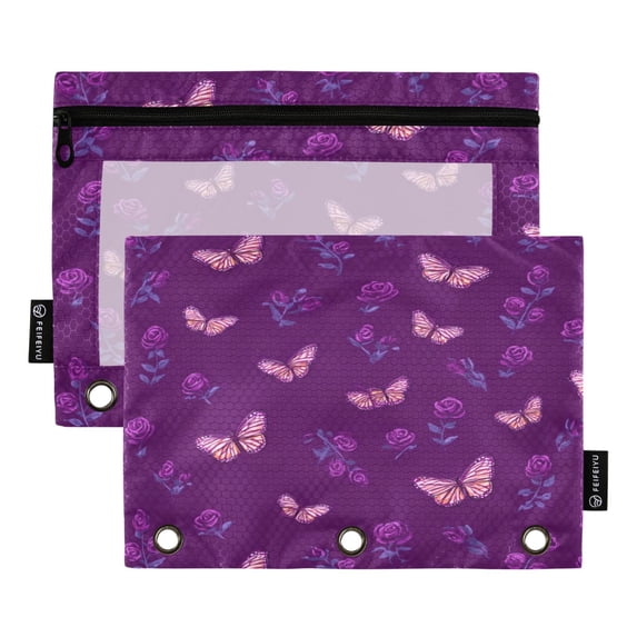 2 Pack Flip Folders with Clear PVC Window Binder Pouches 3-Ring Binder ...