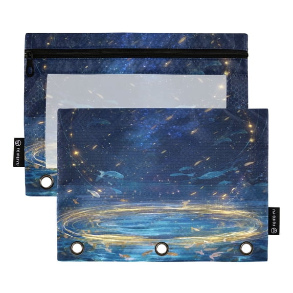 2 Pack Flip Folders with Clear PVC Window Binder Pouches 3-Ring Binder ...