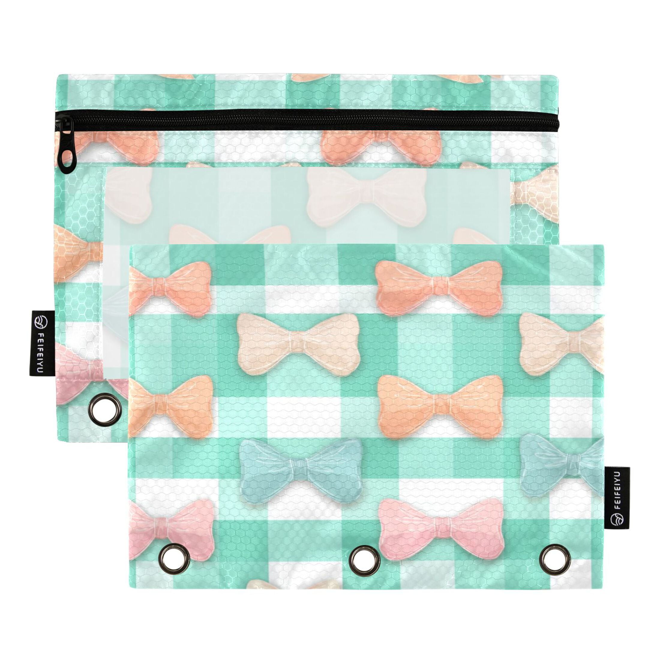 2 Pack Flip Folders with Clear PVC Window Binder Pouches 3-Ring Binder ...