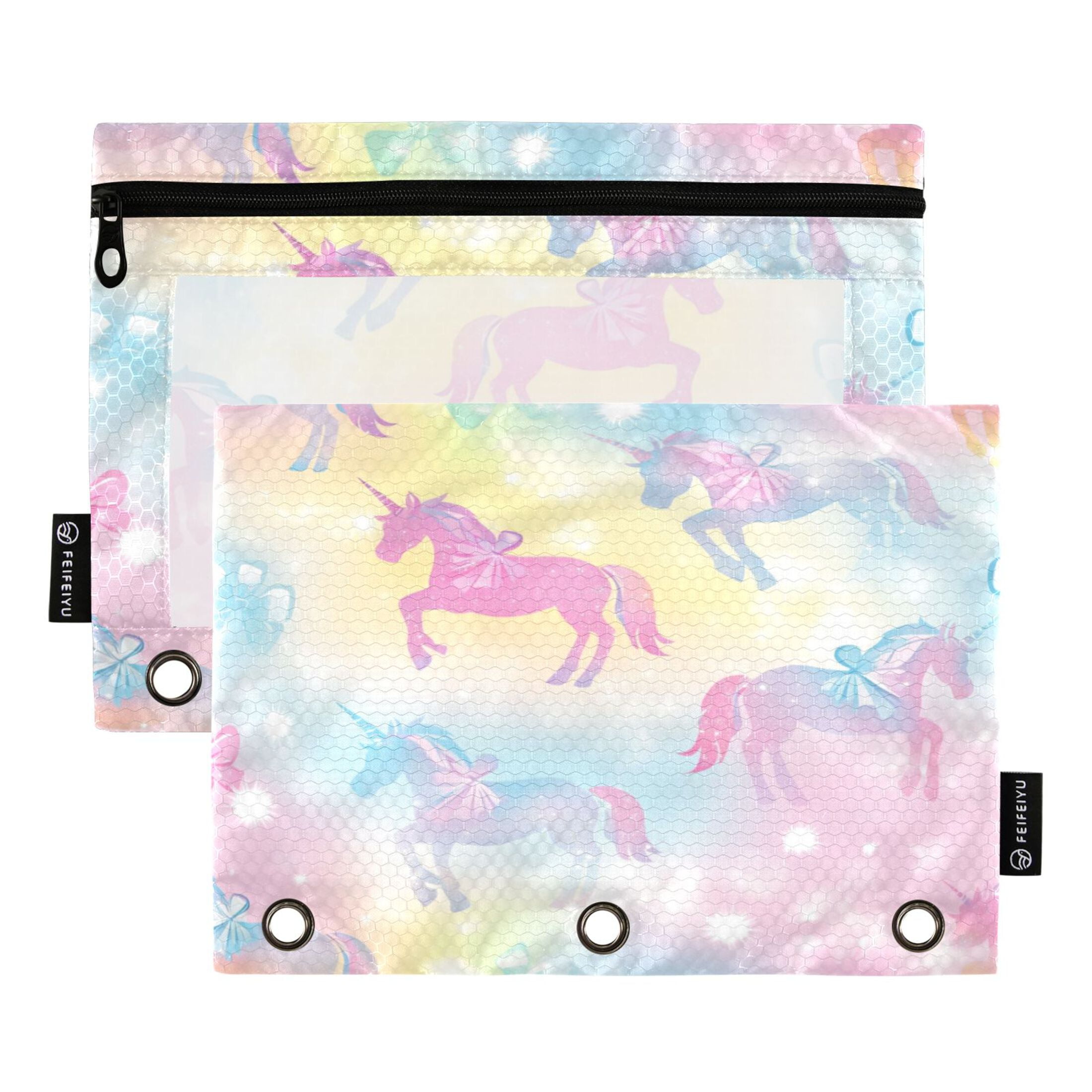 2 Pack Flip Folders with Clear PVC Window Binder Pouches 3-Ring Binder ...