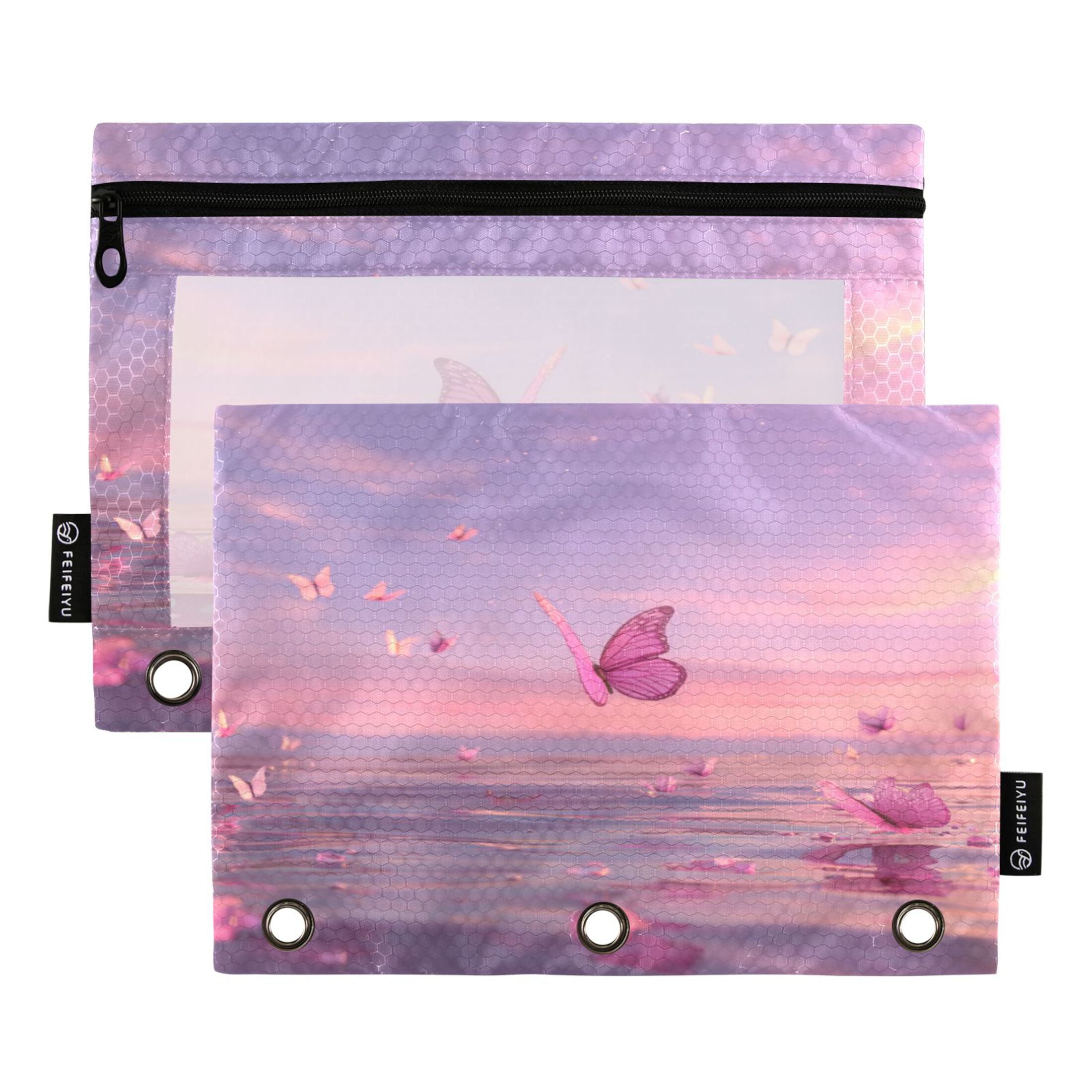 2 Pack Flip Folders with Clear PVC Window Binder Pouches 3-Ring Binder ...
