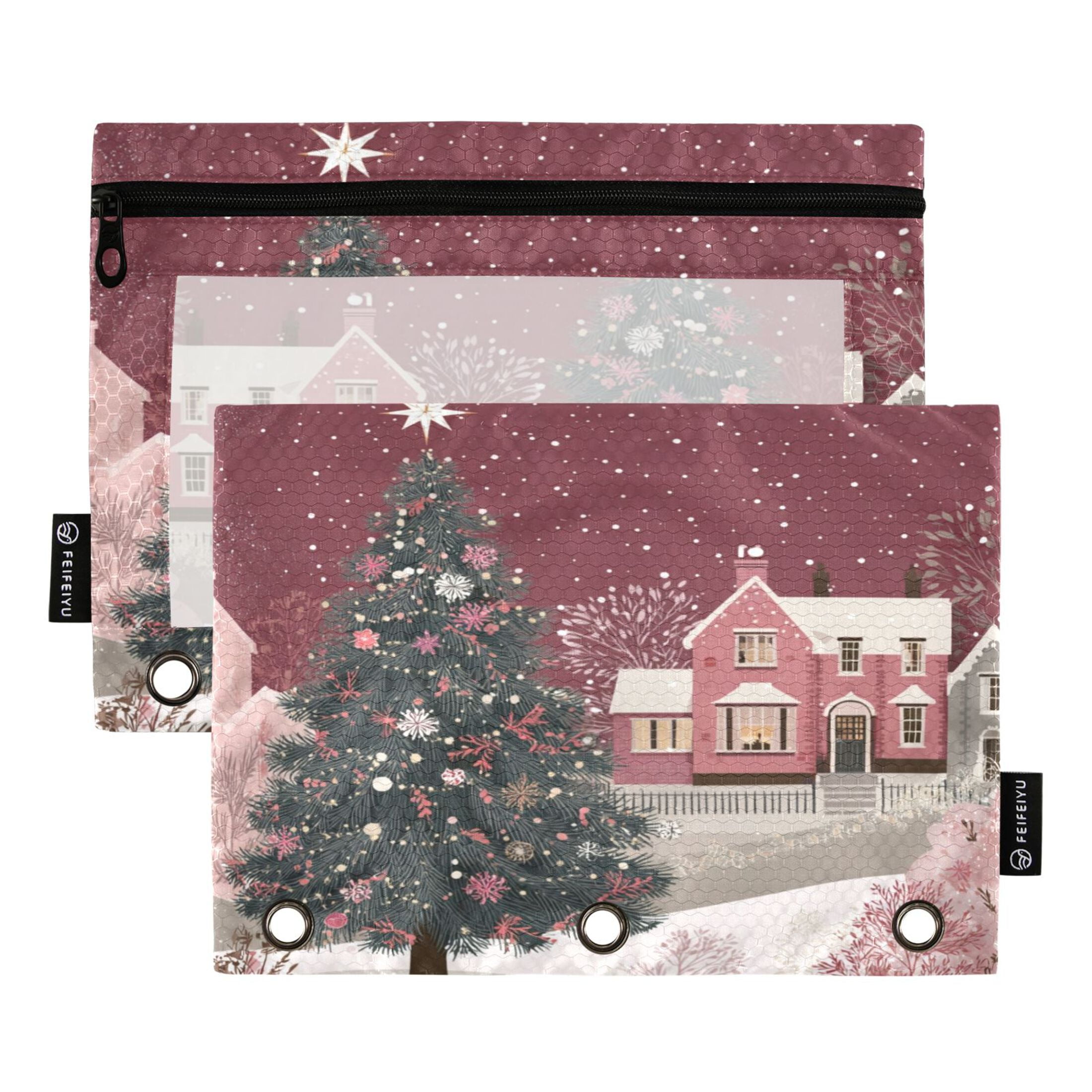 2 Pack Flip Folders with Clear PVC Window Binder Pouches 3-Ring Binder ...