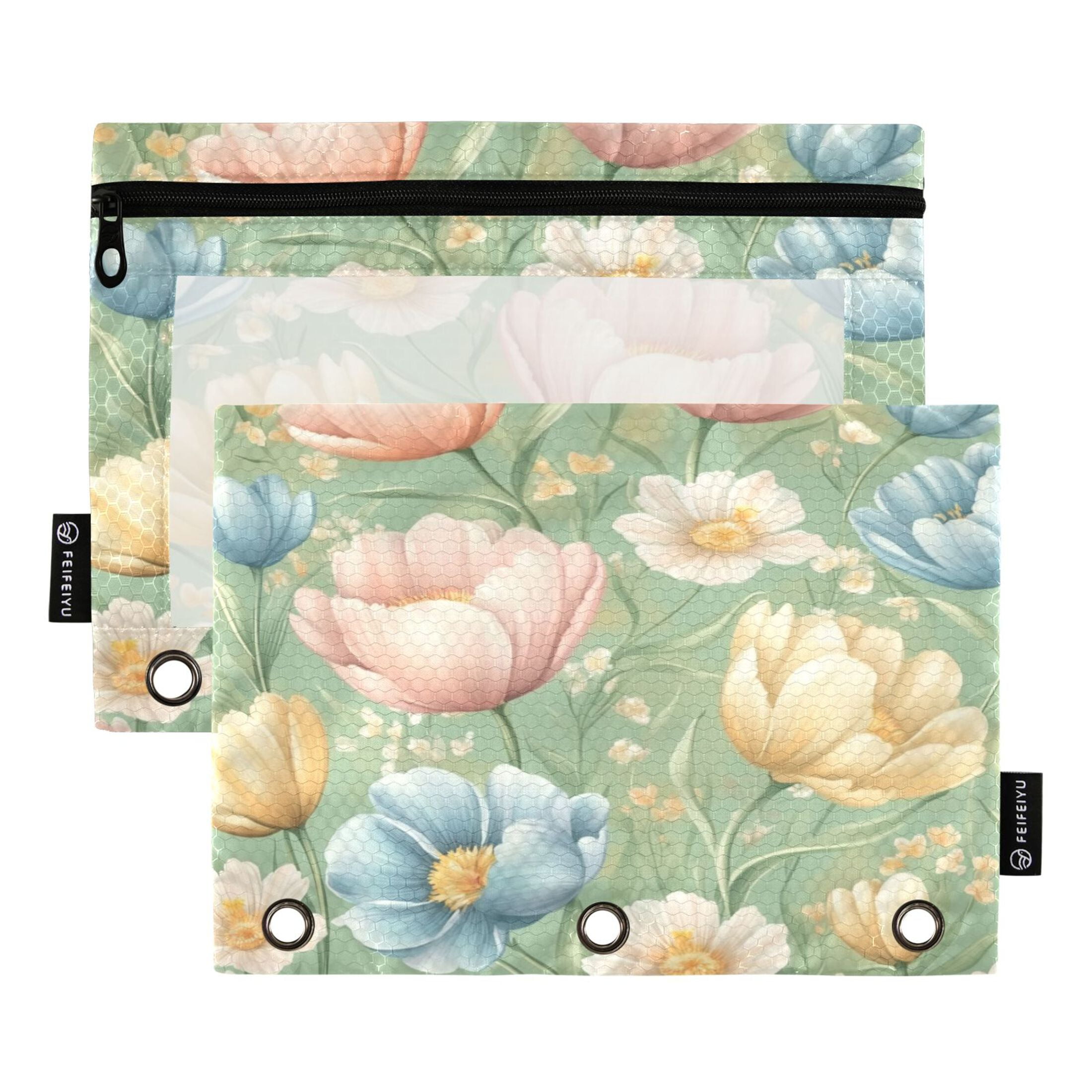 2 Pack Flip Folders with Clear PVC Window Binder Pouches 3-Ring Binder ...