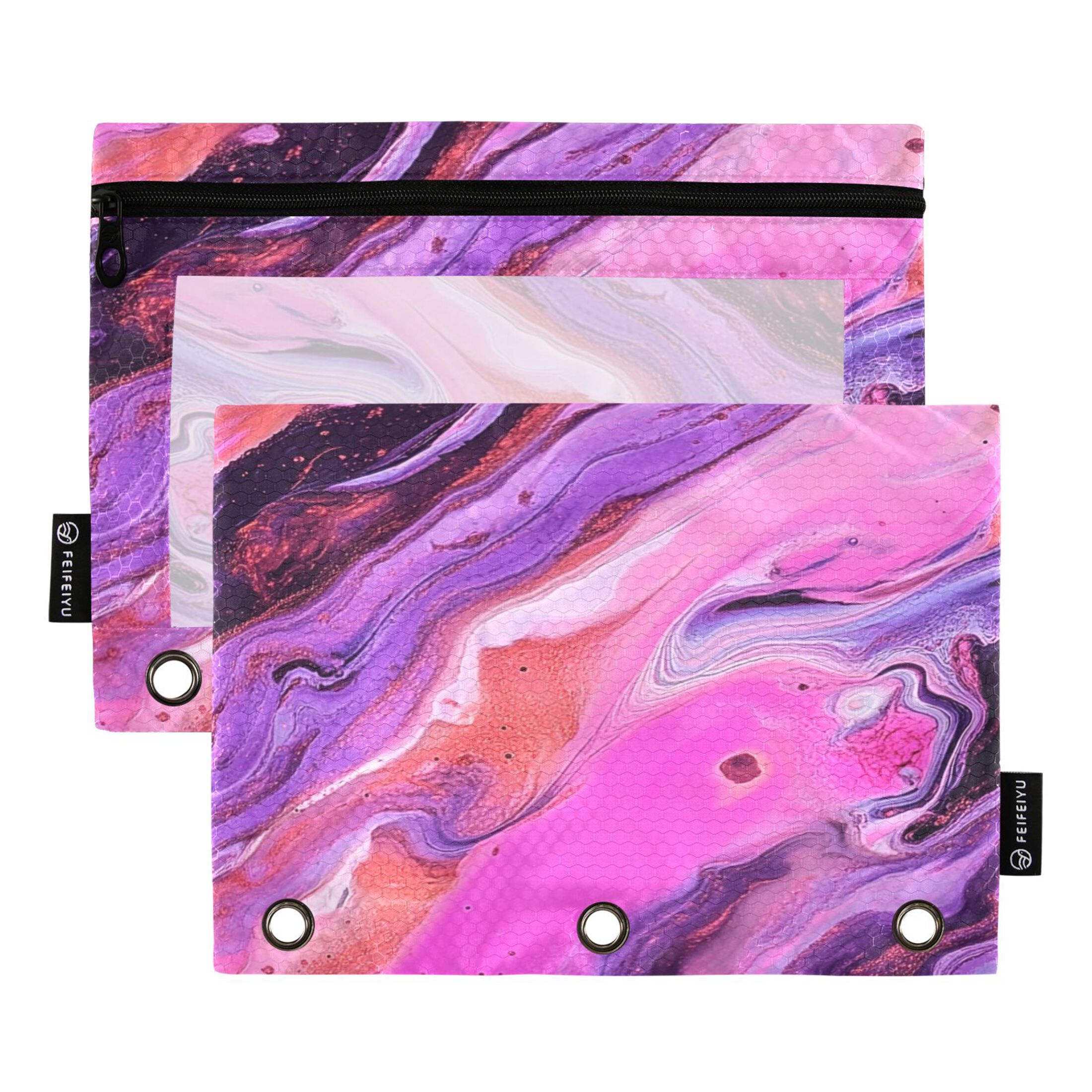 2 Pack Flip Folders with Clear PVC Window Binder Pouches 3-Ring Binder ...