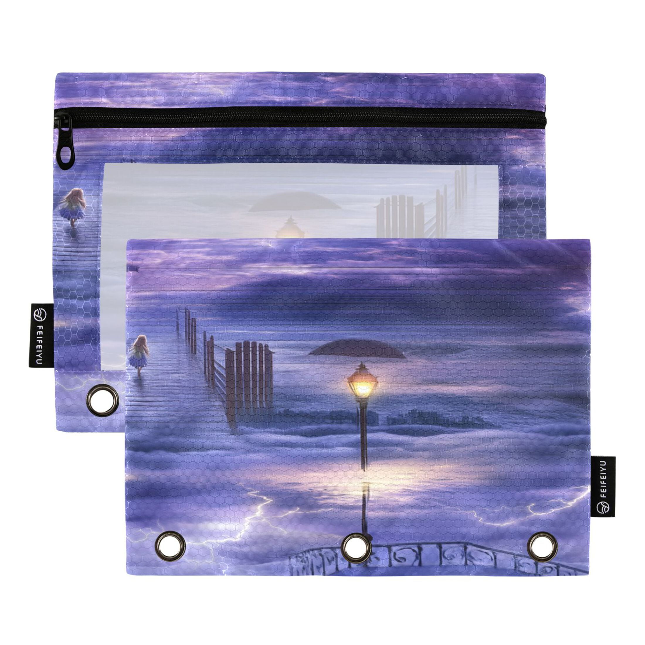 2 Pack Flip Folders with Clear PVC Window Binder Pouches 3-Ring Binder ...