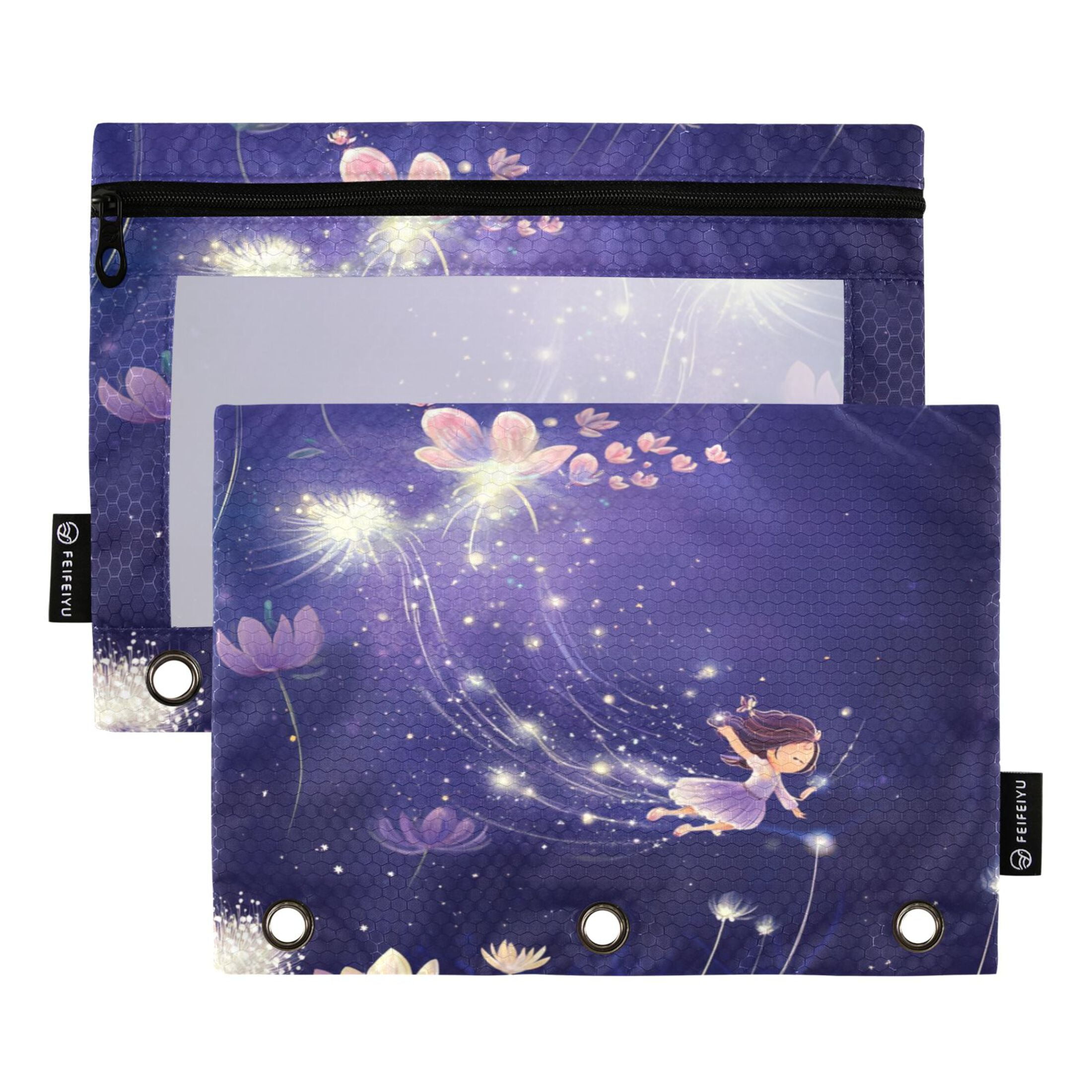 2 Pack Flip Folders with Clear PVC Window Binder Pouches 3-Ring Binder ...