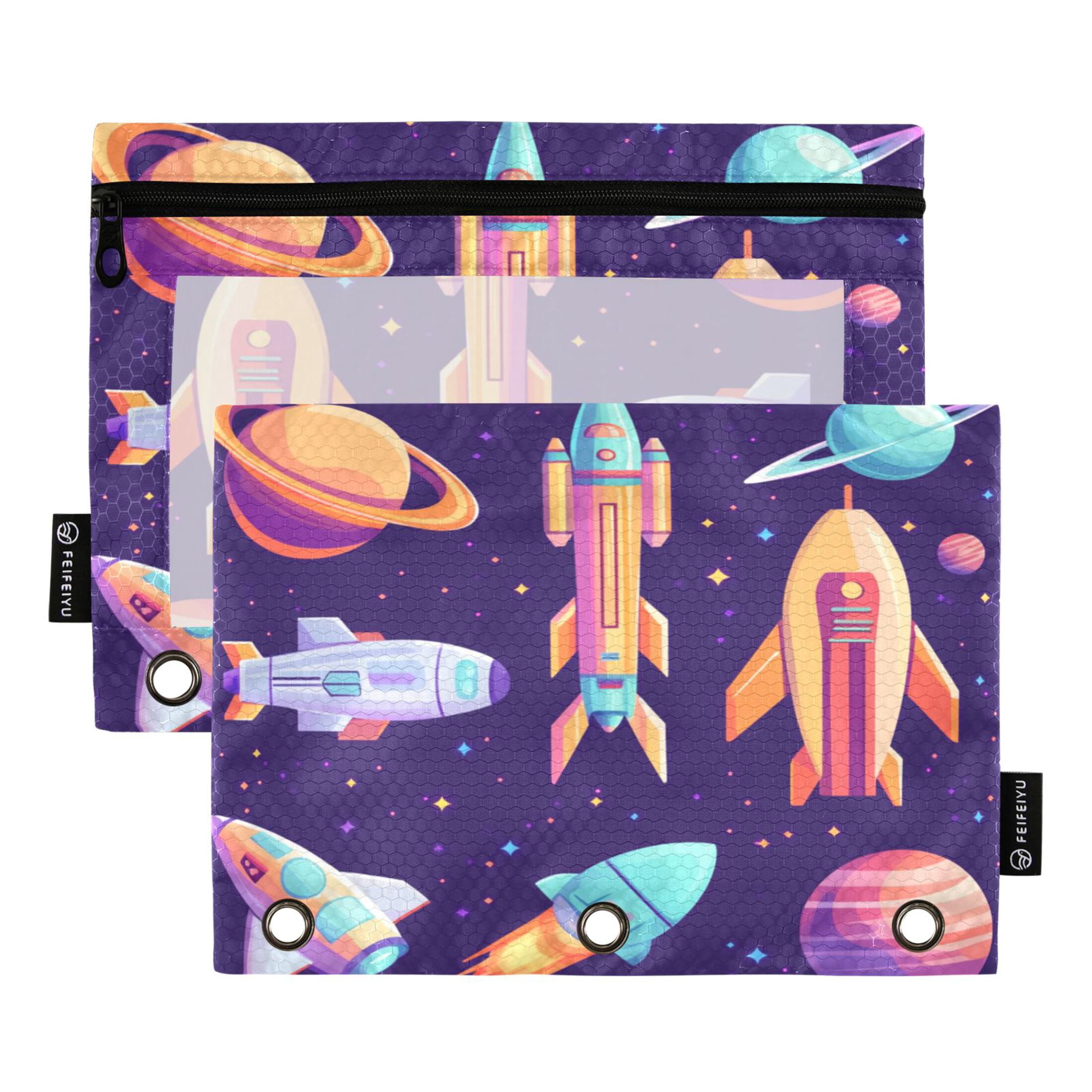 2 Pack Flip Folders with Clear PVC Window Binder Pouches 3-Ring Binder ...